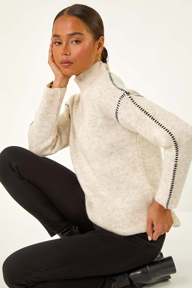 Buy Roman Natural Petite Contrast Stitch Jersey Jumper from the Next UK ...