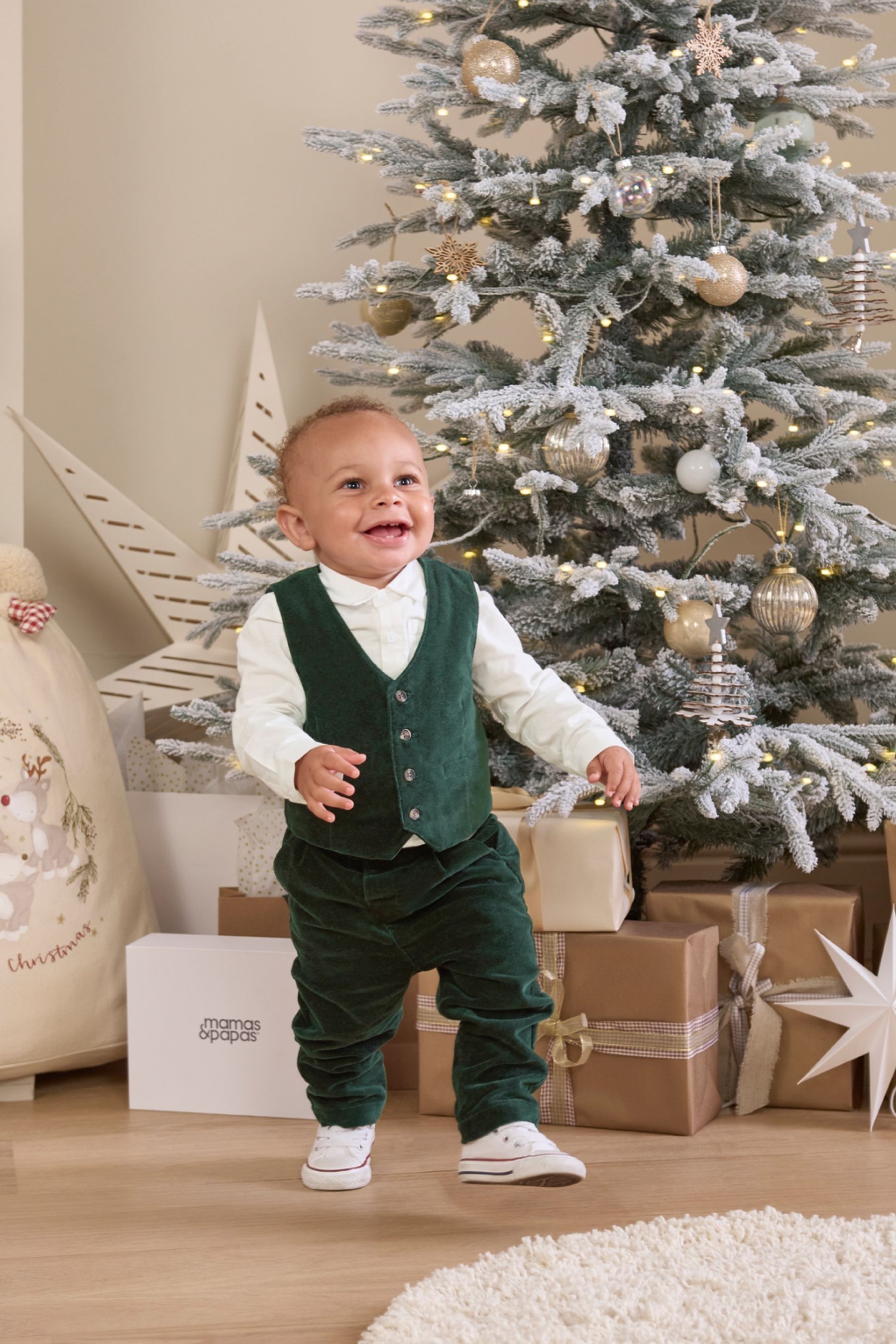 Buy Mamas and Papas Green Emerald Velour 100% Cotton 3 Piece Suit Set ...