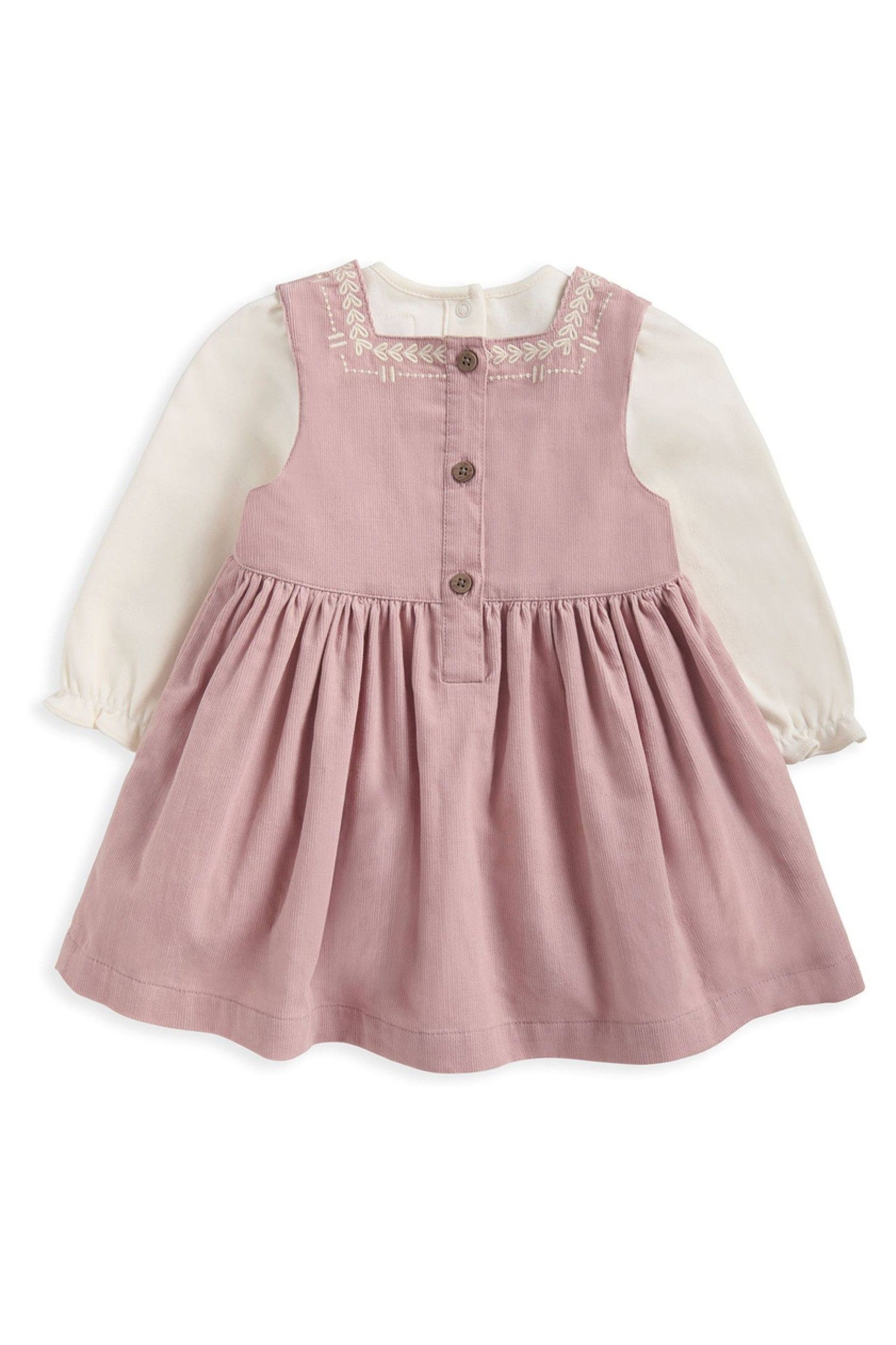 Buy Mamas & Papas Pink 100% Cotton T-Shirt and Embroidered Dress 2 ...