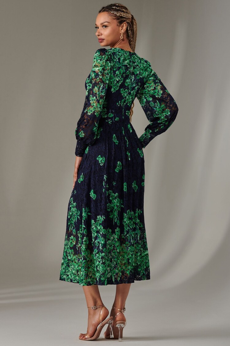 Buy Jolie Moi Green Dalia Symmetrical Print Lace Maxi Dress from Next ...