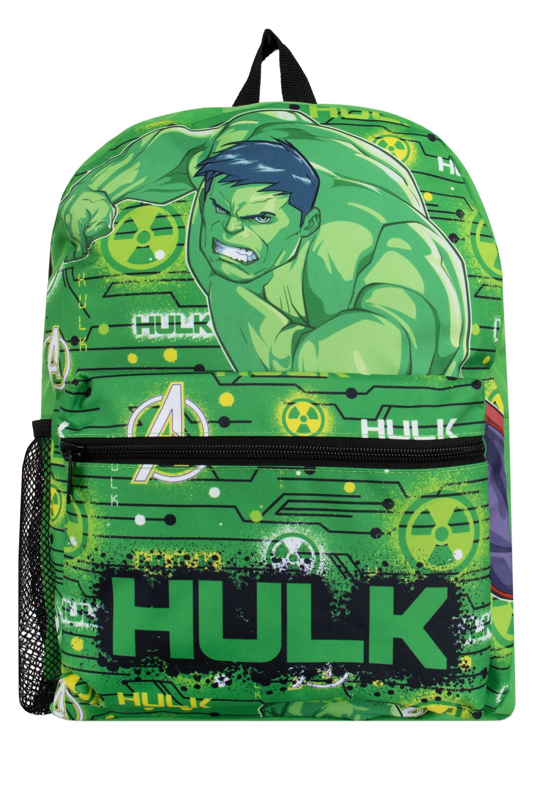 Buy Character Green Marvel Hulk Backpack Lunch Bag And Water Bottle Set ...