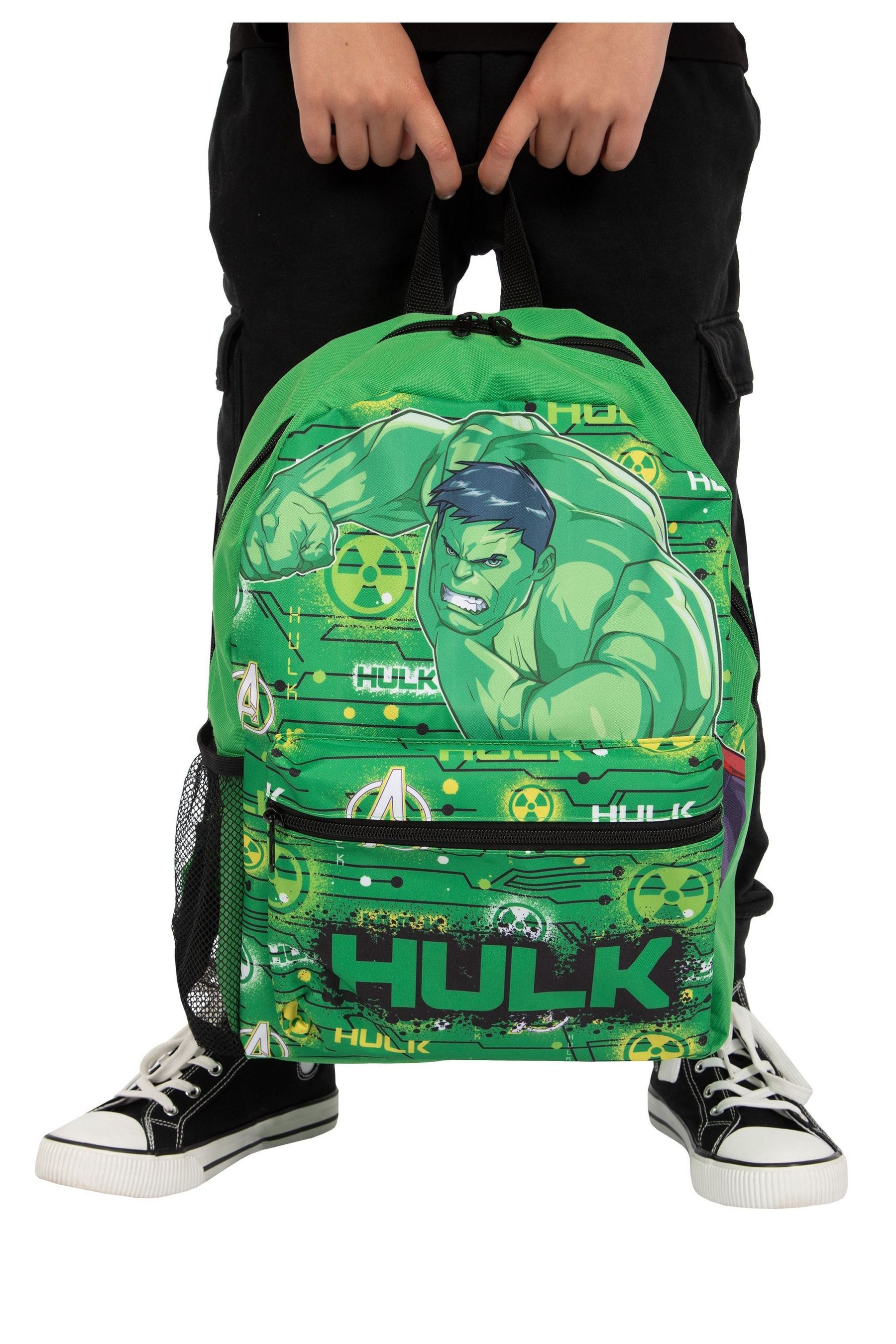 Buy Character Green Marvel Hulk Backpack Lunch Bag And Water Bottle Set ...