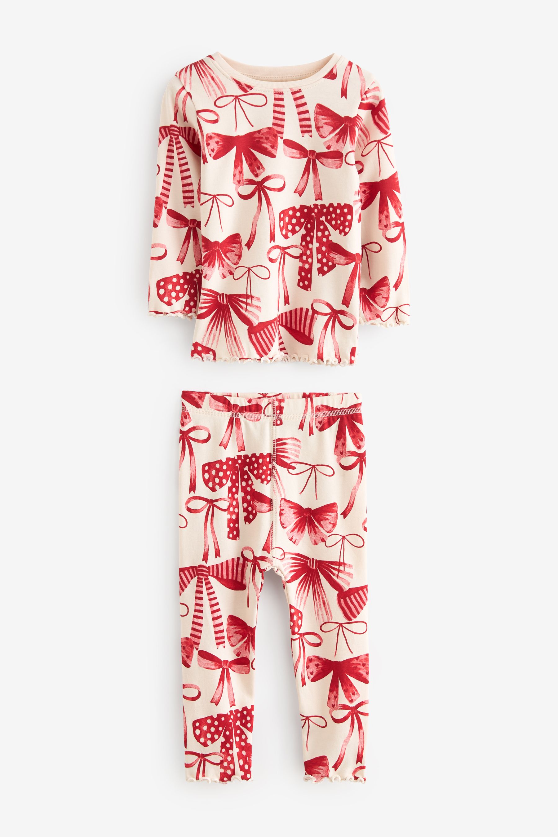 Buy Red Bow/ Heart 100% Cotton Long Sleeve Snuggle Pyjamas 3 Pack ...