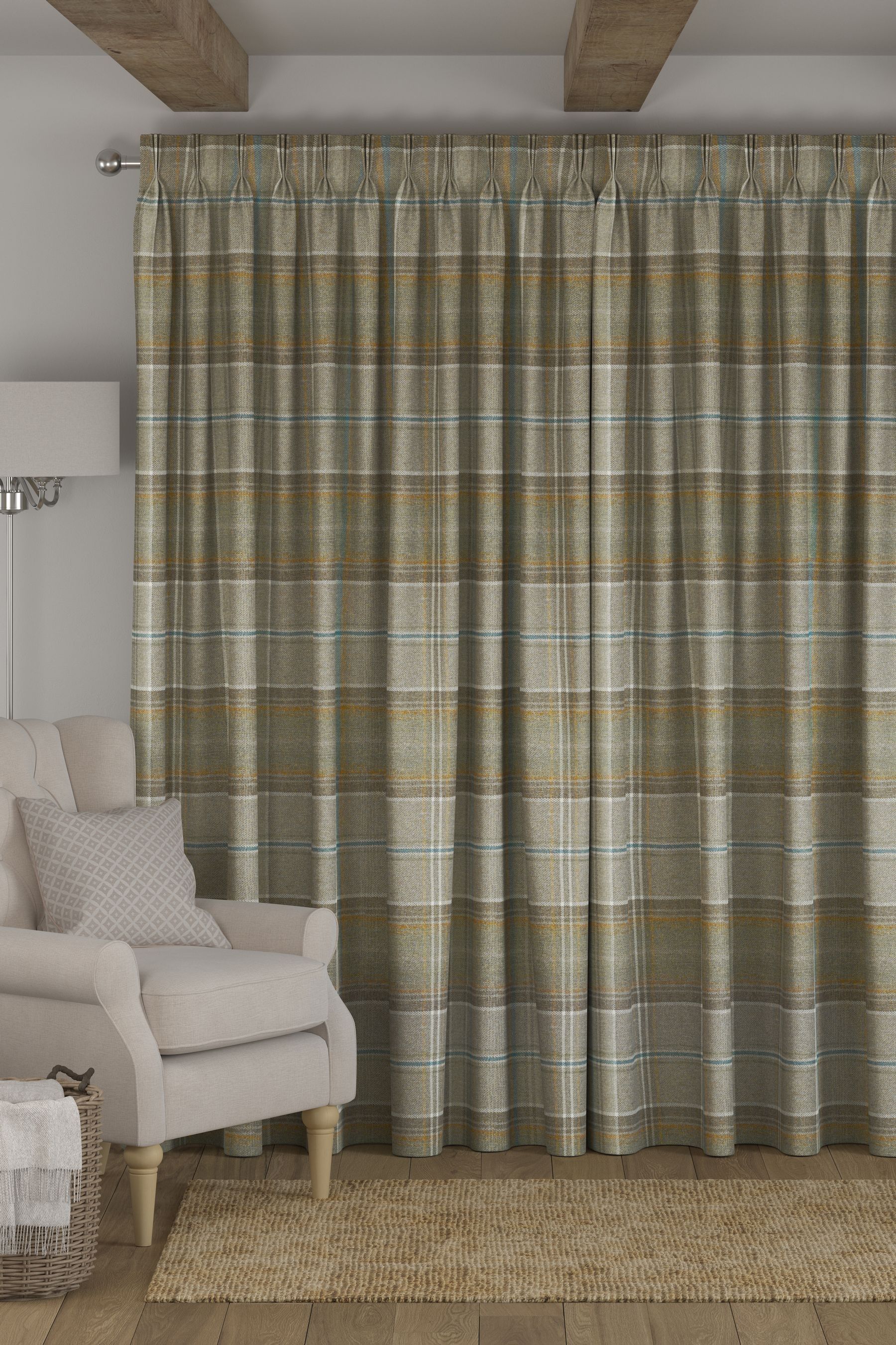 Buy Dark Natural Check Made to Measure Curtains from the Next UK online ...