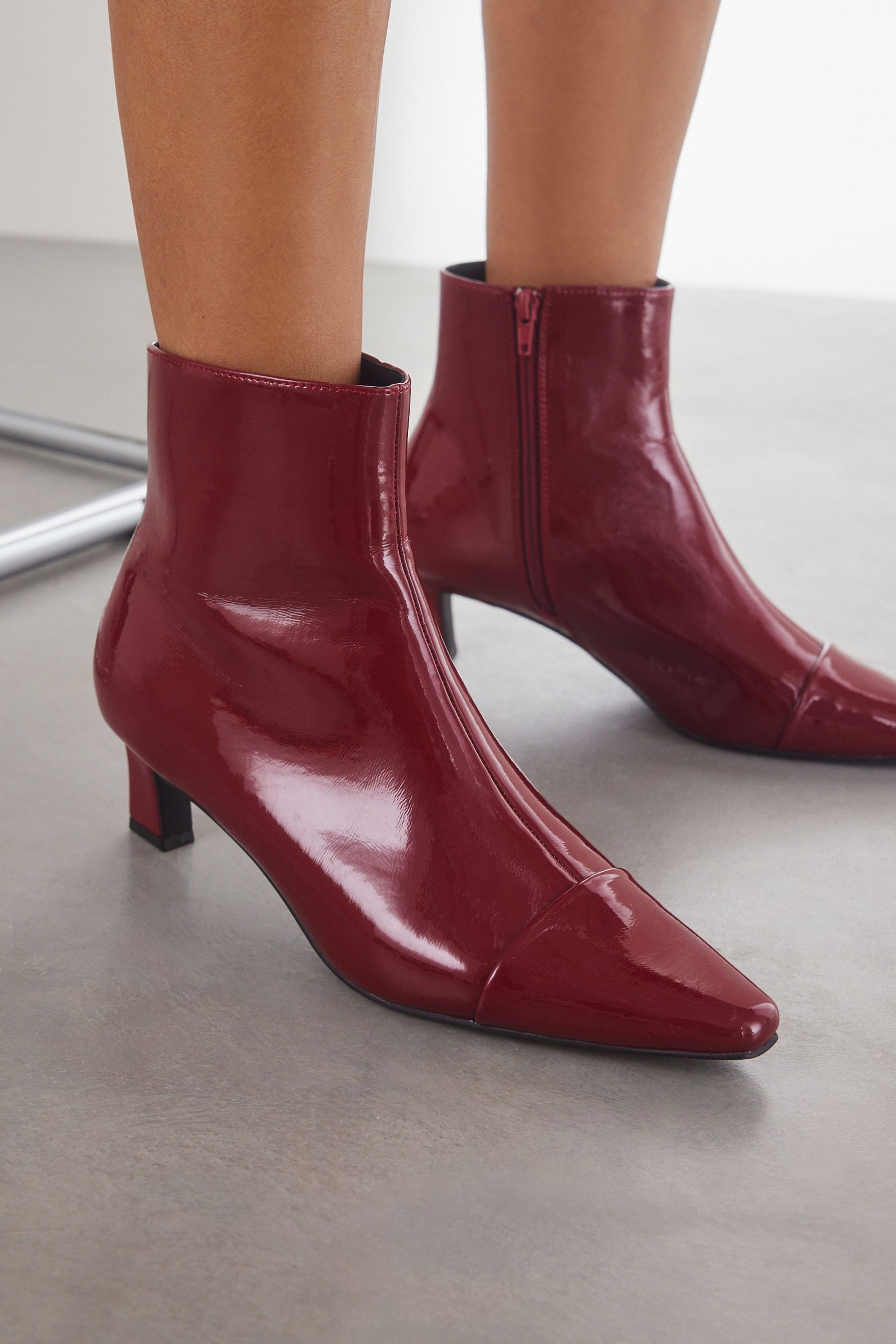 Buy Red Patent Forever Comfort® Chisel Toe Ankle Boots from the Next UK ...