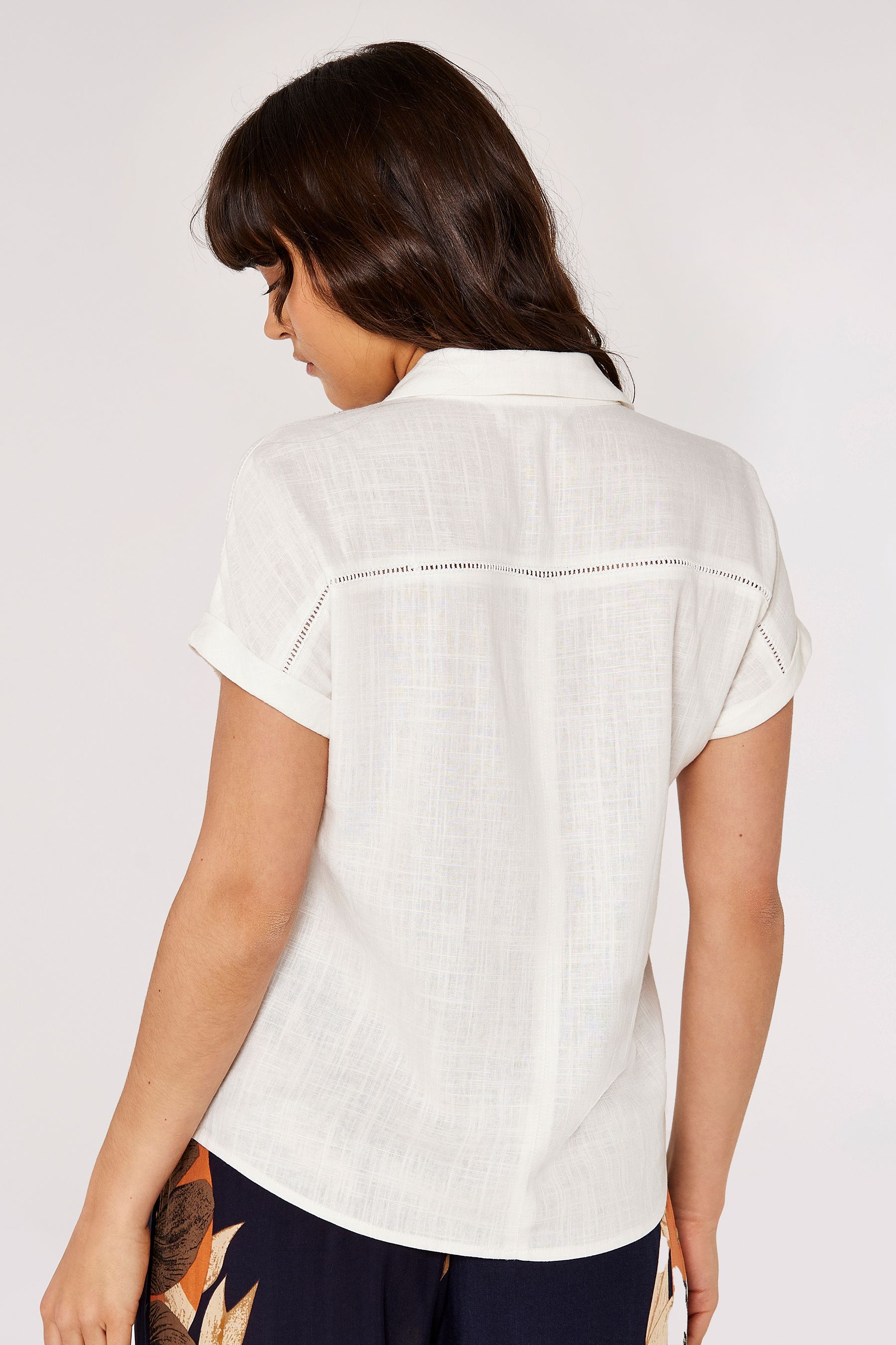 Buy Apricot Cream Ladder Trim Linen Top from the Next UK online shop