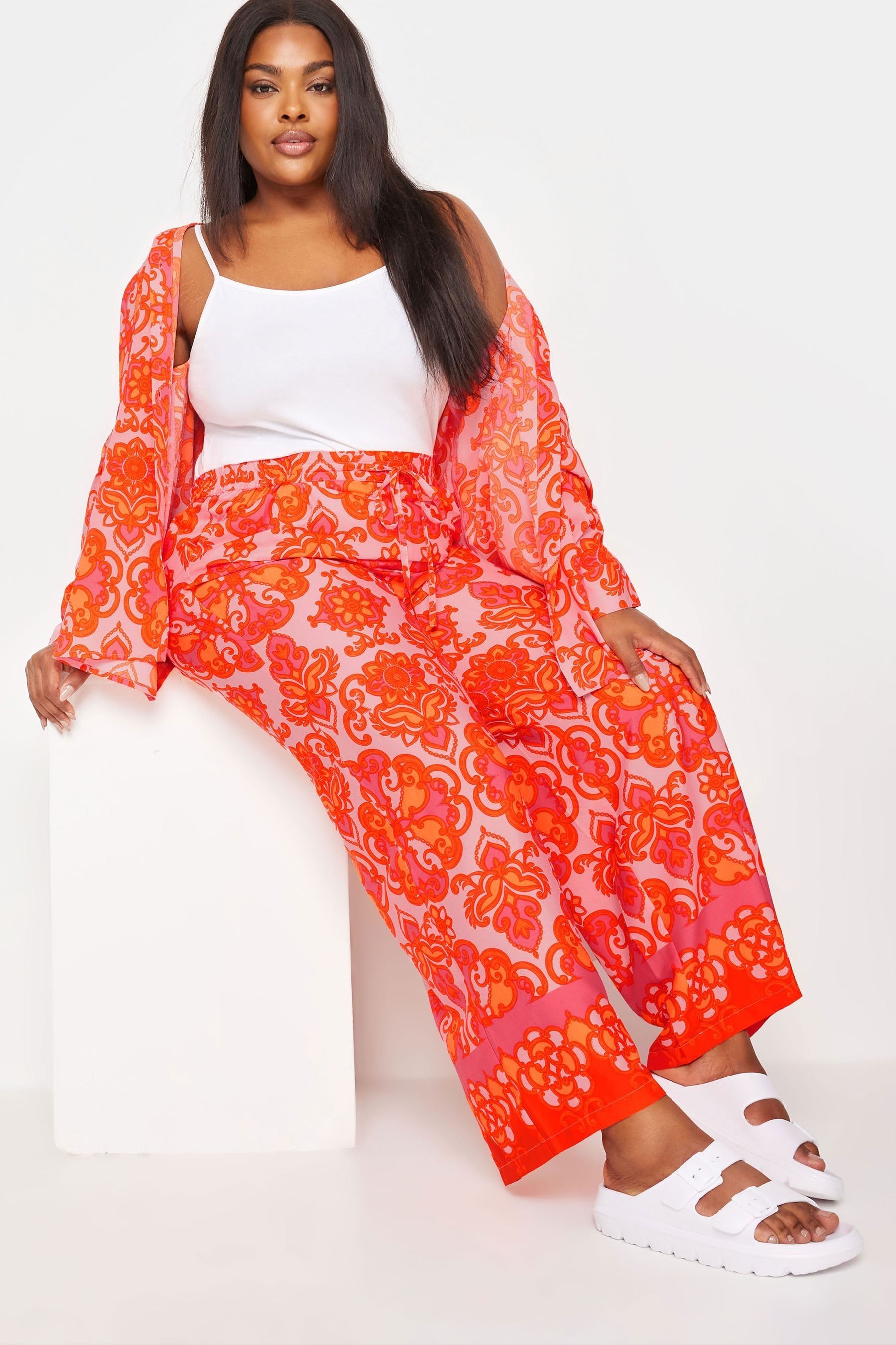 Buy Yours Curve Orange YOURS Curve Orange Abstract Print Wide Leg ...
