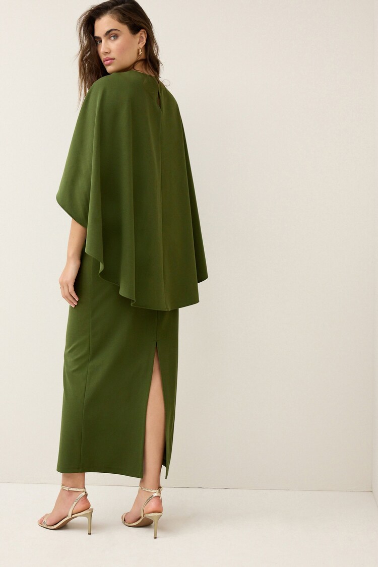 Buy Olive Green Cape Detail Maxi Dress from Next Ireland