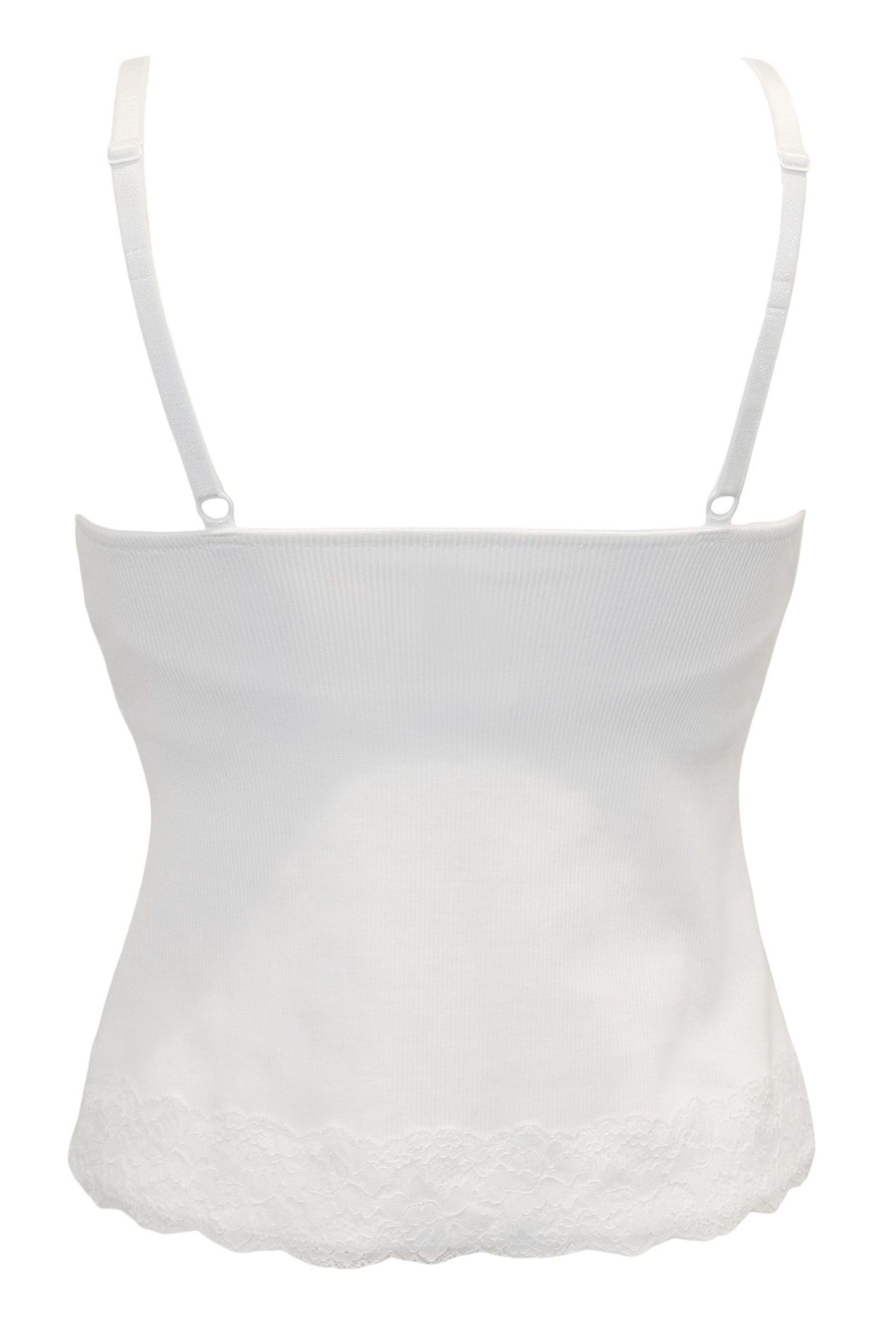 Buy Pour Moi White Cotton Lace Trim Hidden Underwired Bra Cami Top from ...