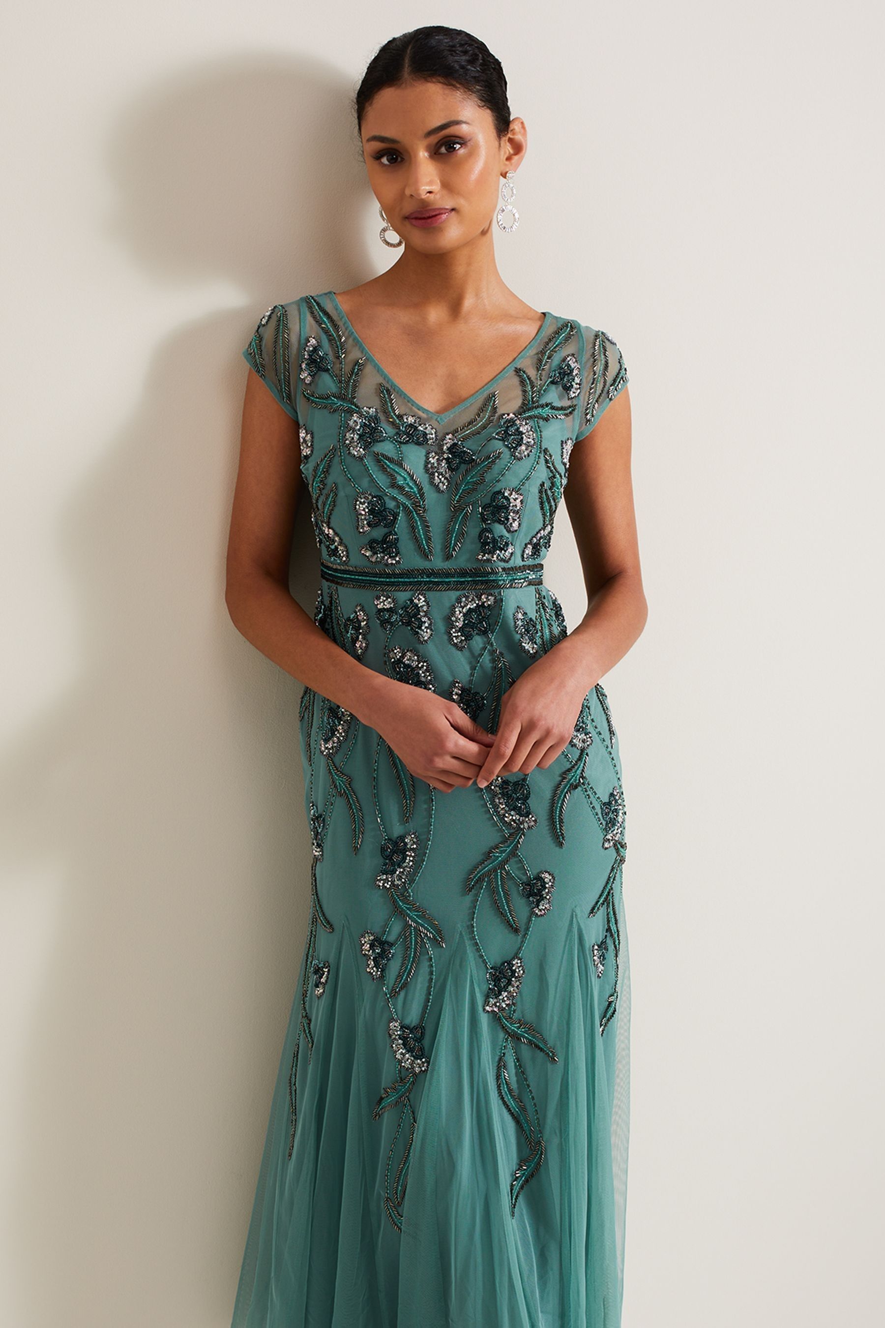 Buy Phase Eight Green Evonne Beaded Maxi Dress from the Next UK online shop