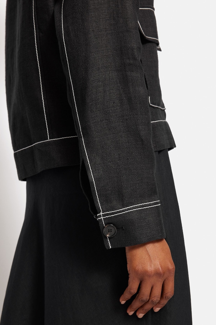 Buy Jigsaw Black 100% Linen Cropped Utility Jacket from the Next UK ...