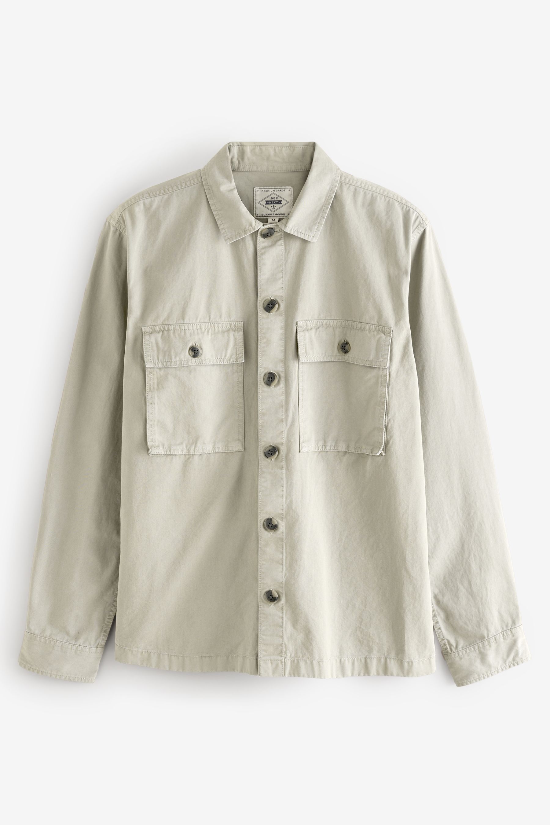 Buy Stone Natural 100% Cotton Twin Pocket Shacket from the Next UK ...