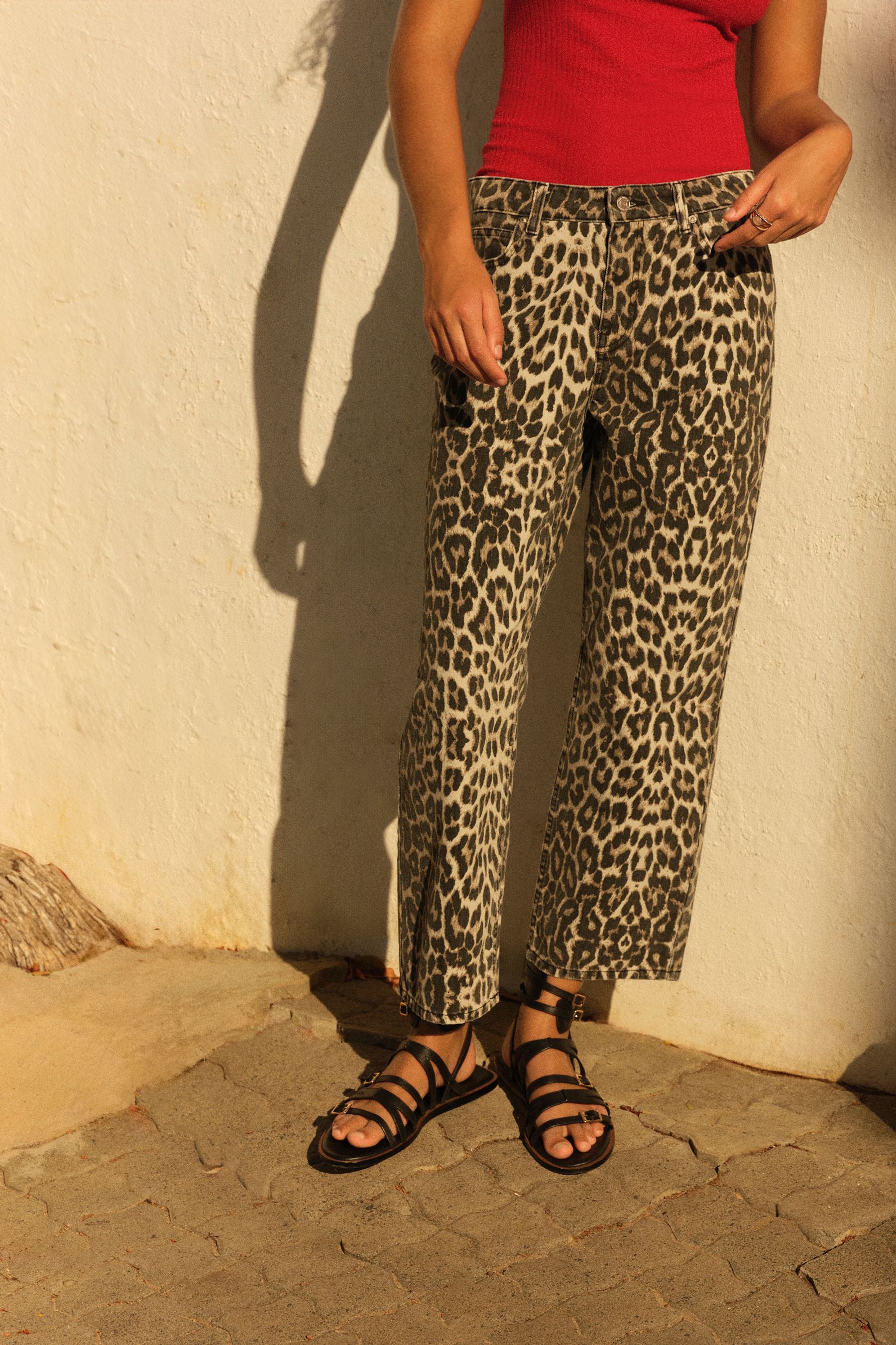 Buy Leopard Print Straight Leg 100% Cotton Jeans from the Next UK ...