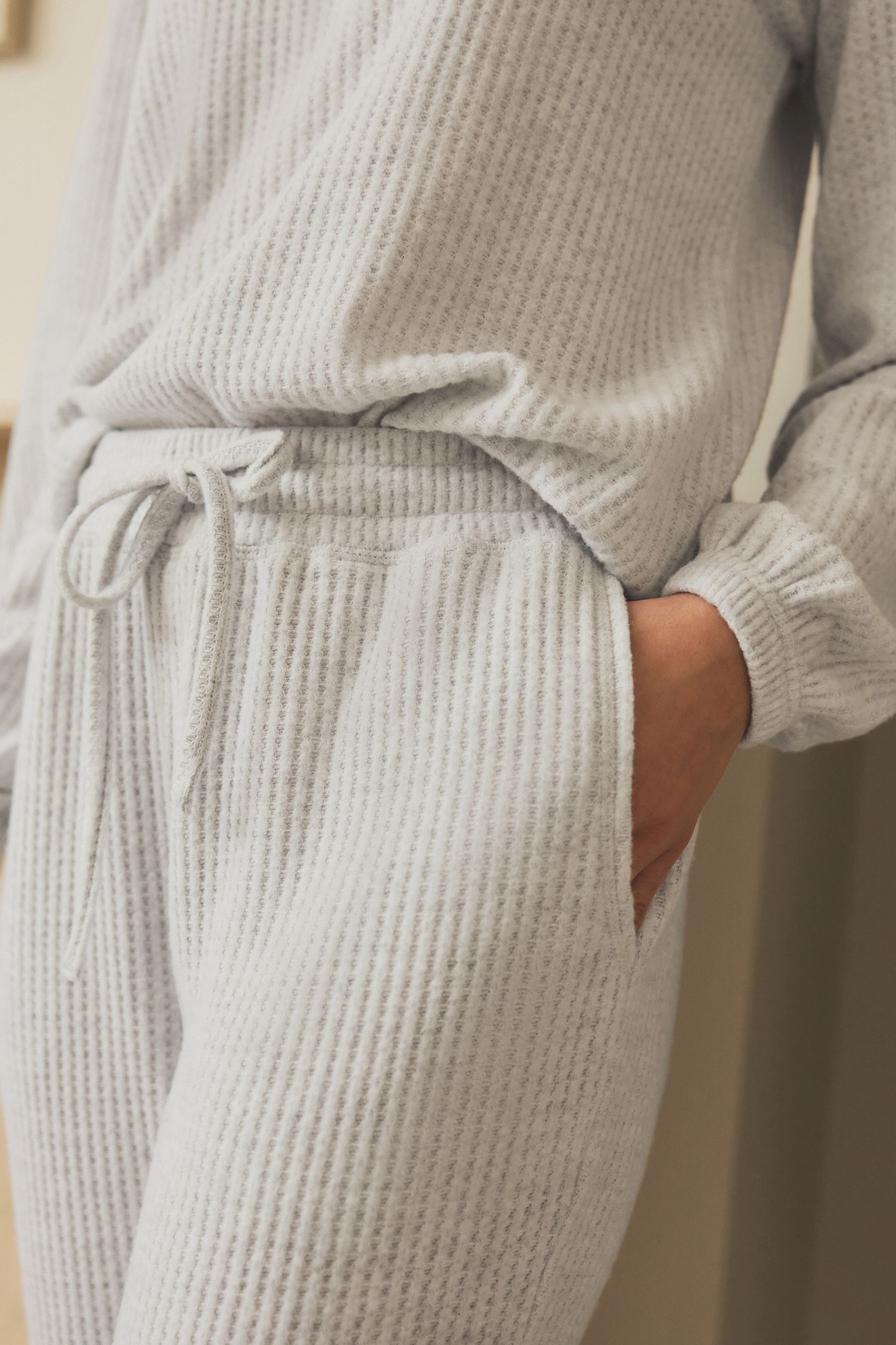 Buy Grey Cosy Waffle Long Sleeve Pyjamas from the Next UK online shop