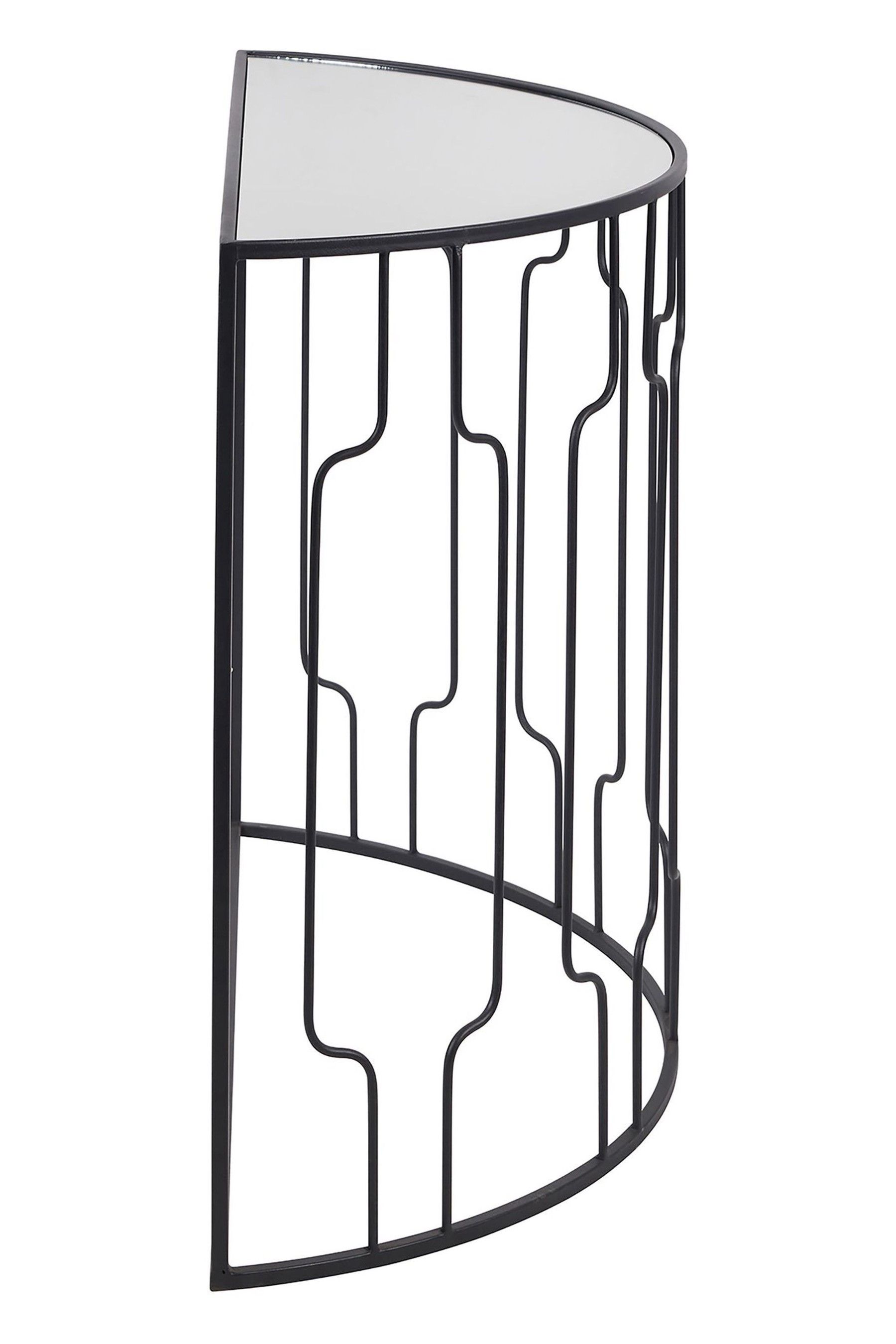 Buy Pacific Black Mirrored Glass and Metal Half Moon Console Table from ...