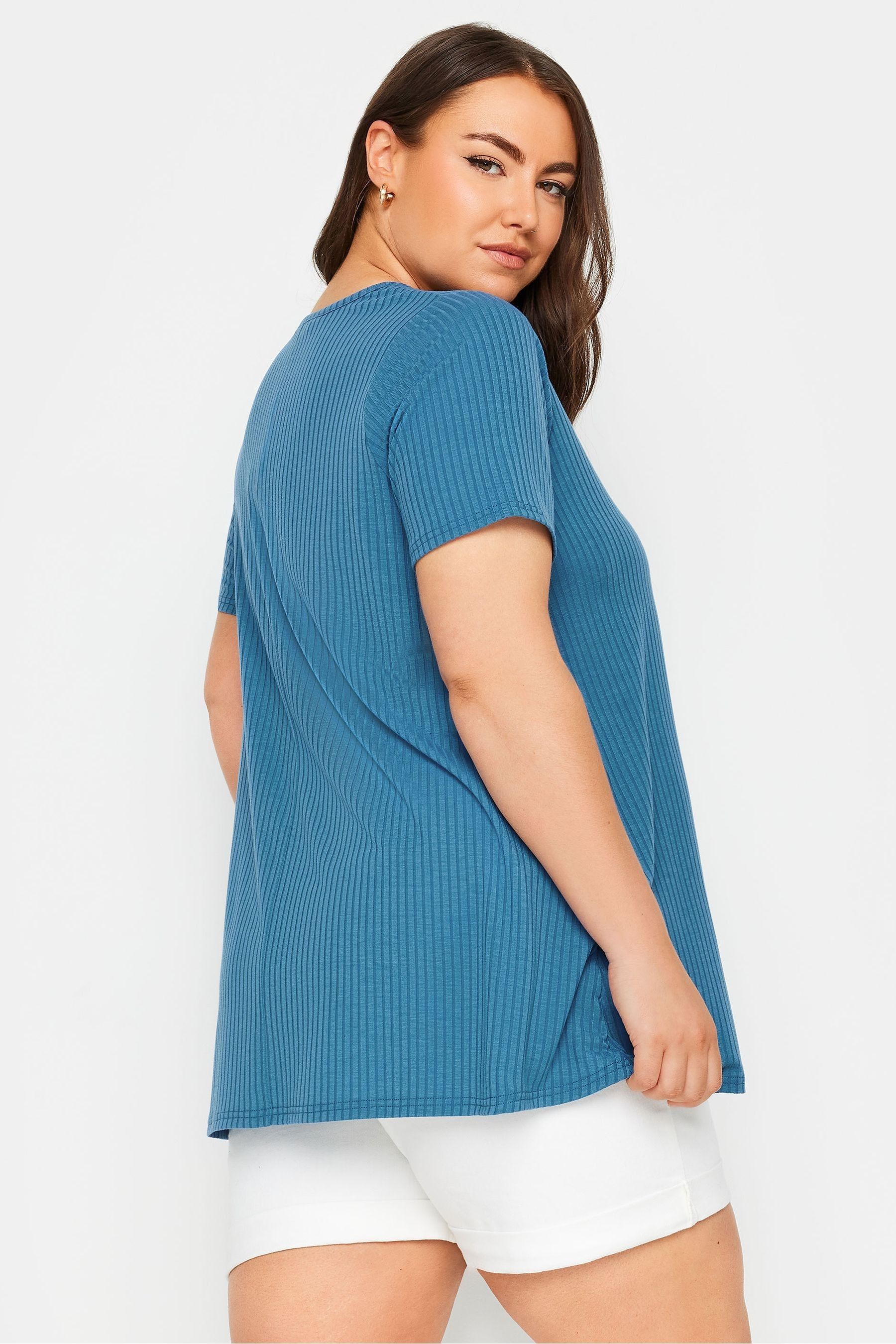 Buy Yours Curve Blue Button Front Ribbed Tunics from the Next UK online ...