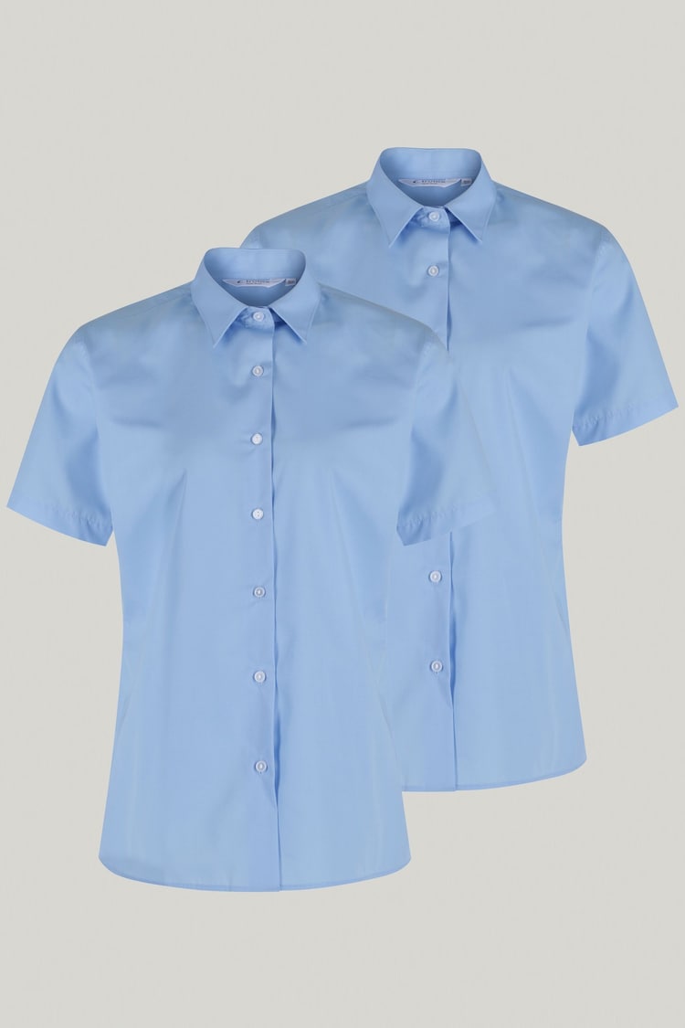 Buy Trutex Blue Regular Fit Short Sleeve 2 Pack School Shirts from the ...