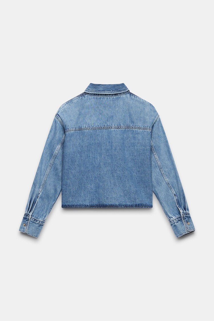 Buy Mint Velvet Blue 100% Cotton Cropped Denim Shirt from the Next UK ...