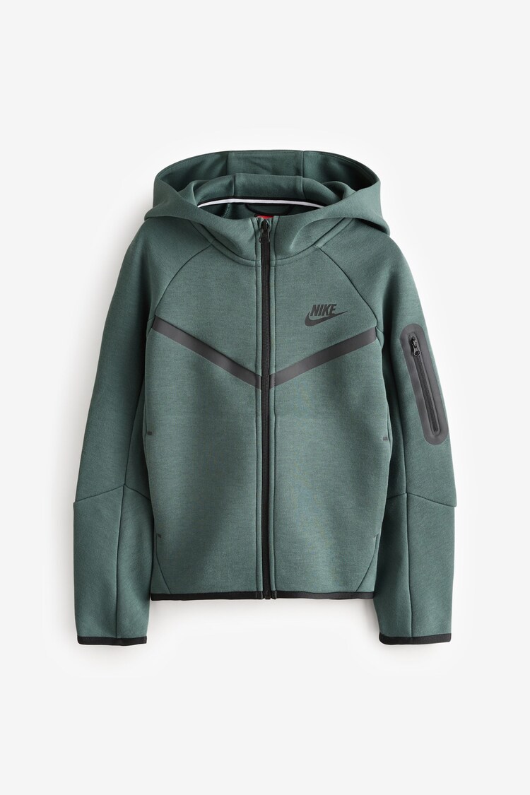 Buy Nike Black/Green Tech Fleece Zip Through Hoodie from the Next UK ...