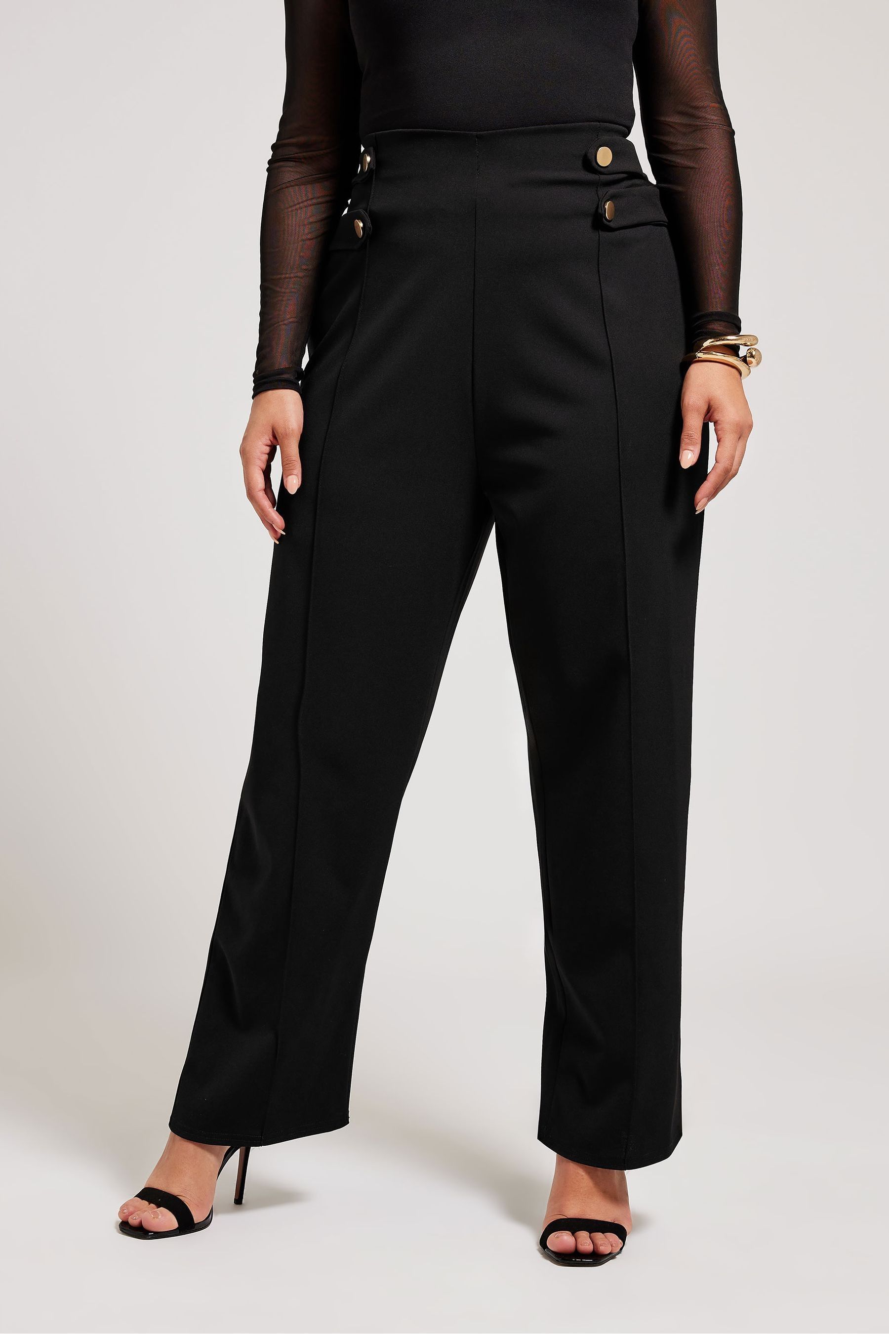 Buy Yours Curve Black London Button Tab Trousers from the Next UK ...