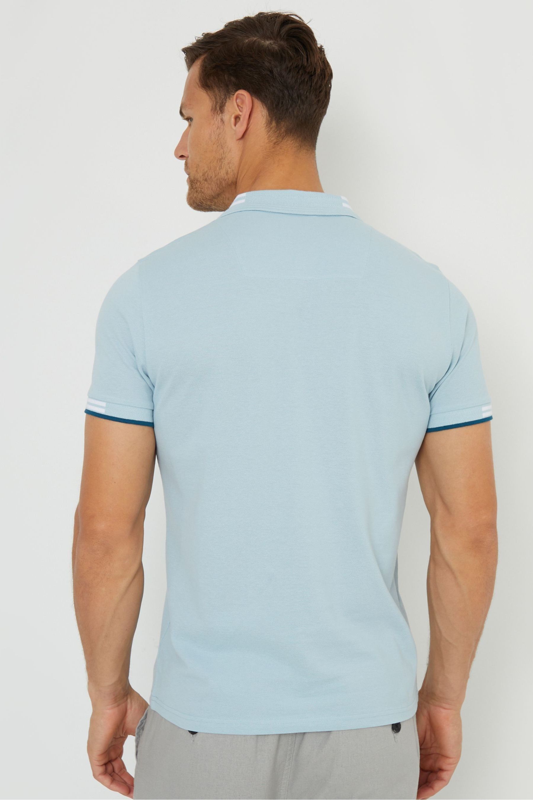 Buy Threadbare Blue Tipping Collar 100% Cotton Pique Polo Shirt from ...