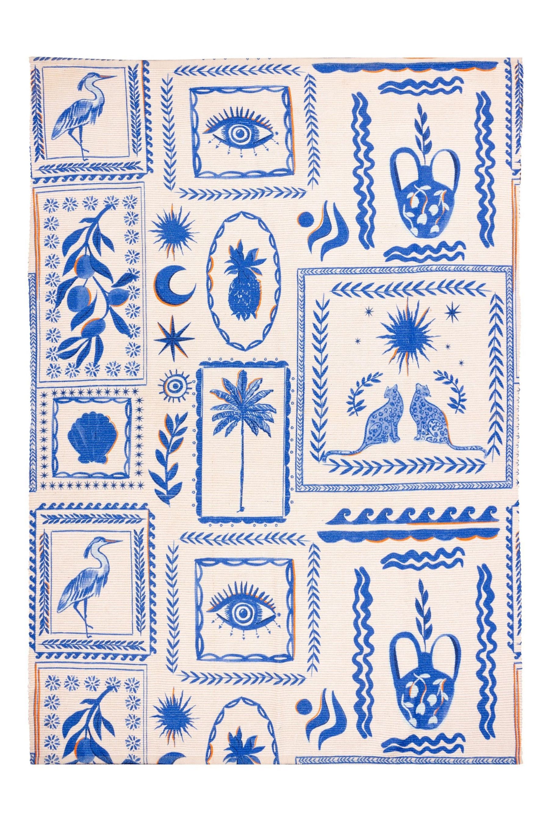 Buy Furn Blue Frieze Abstract Outdoor/Indoor Washable Rug from the Next ...