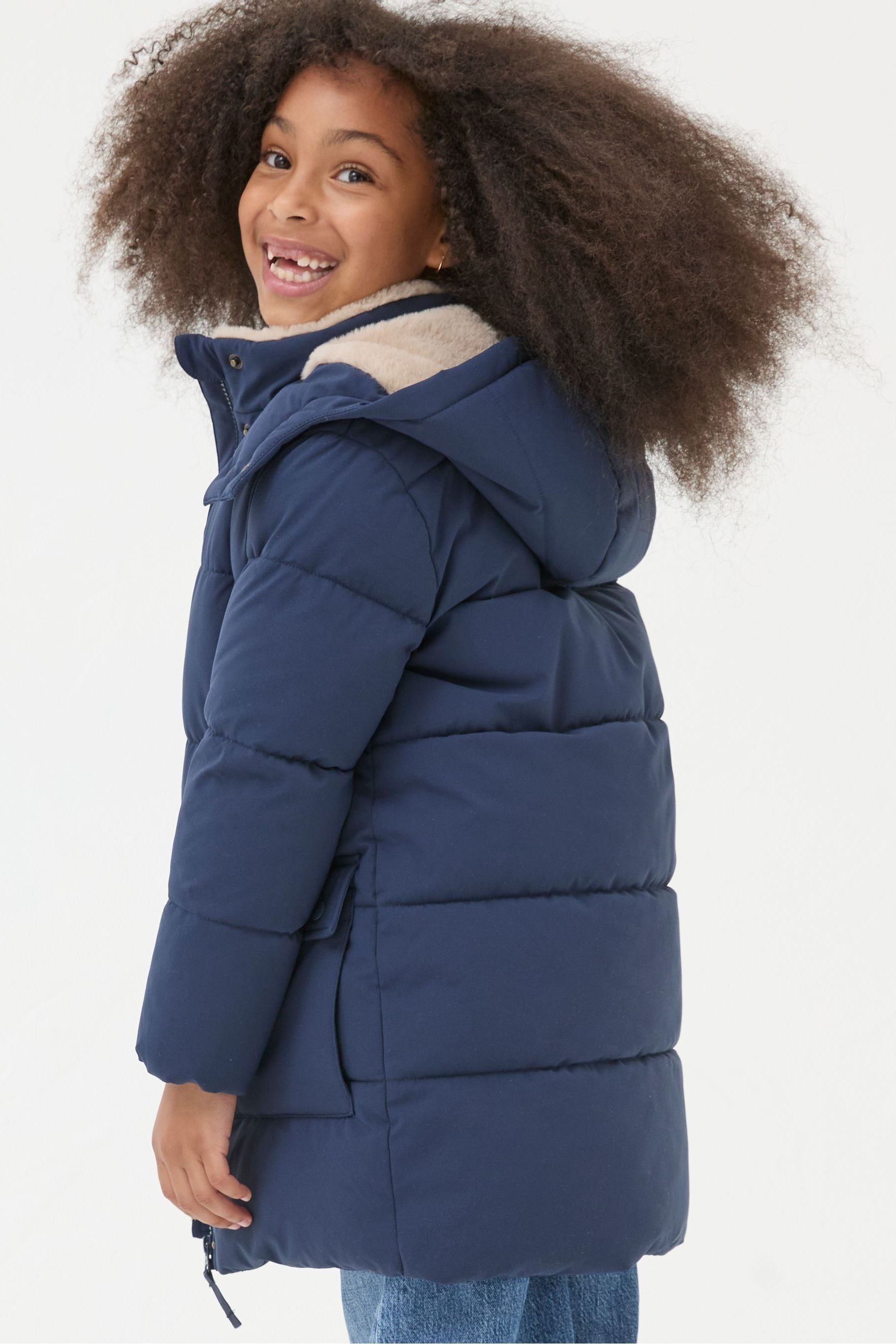 Buy FatFace Letty Navy Blue Longline Padded Jacket from Next Ireland