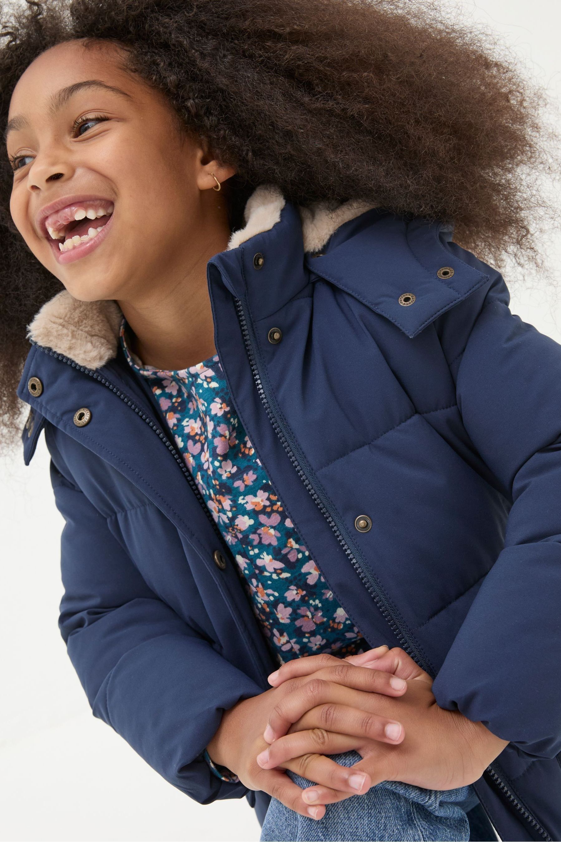 Buy FatFace Letty Navy Blue Longline Padded Jacket from Next Ireland