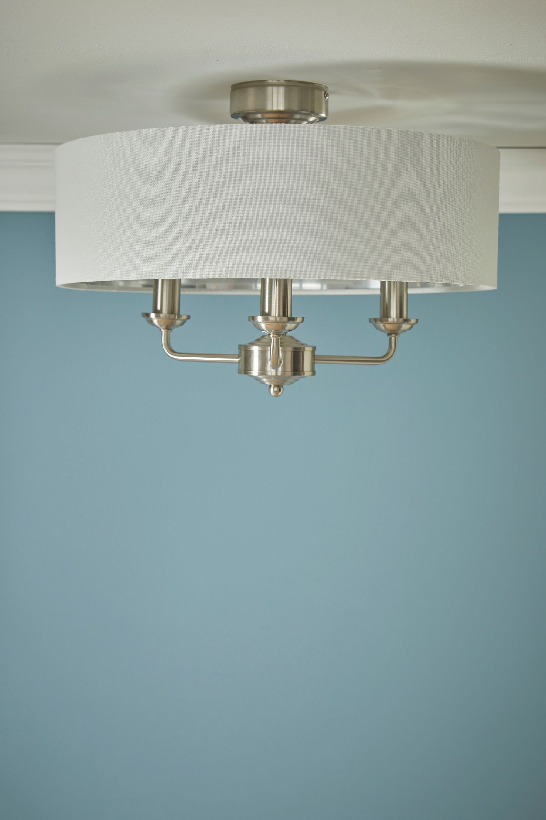 Buy Laura Ashley Chrome Sorrento 3 Arm Semi-Flush Ceiling Light from ...