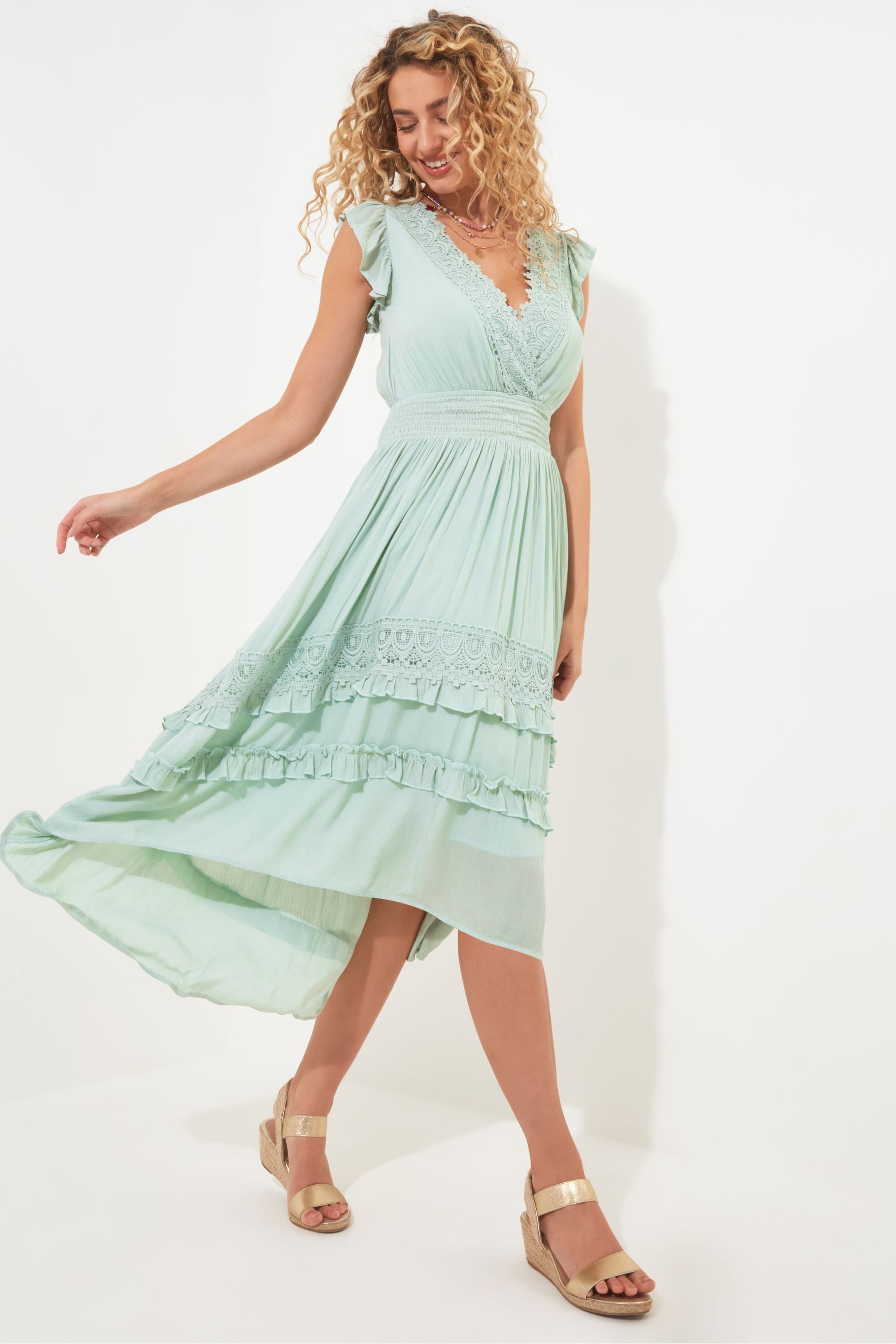Buy Joe Browns Green Frilly High-Low Hem Wrap Front Dress from the Next ...