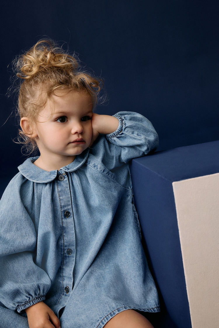 Buy Blue Denim 100% Cotton Shirt Dress (3mths-8yrs) from Next USA