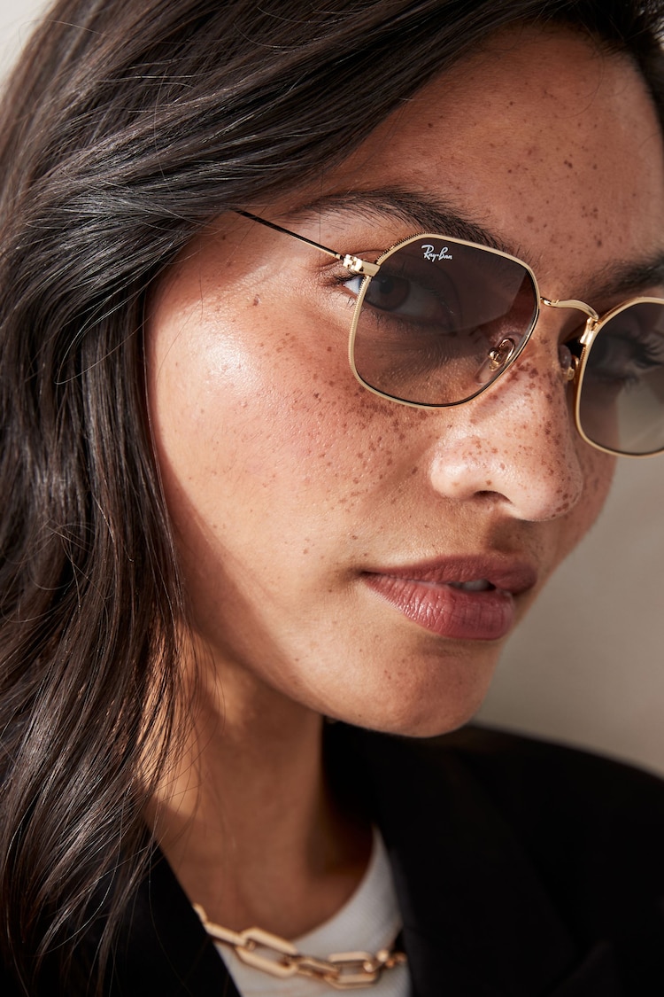 Buy Ray-Ban Junior Gold Tone Rj9594S Irregular Sunglasses from the Next ...