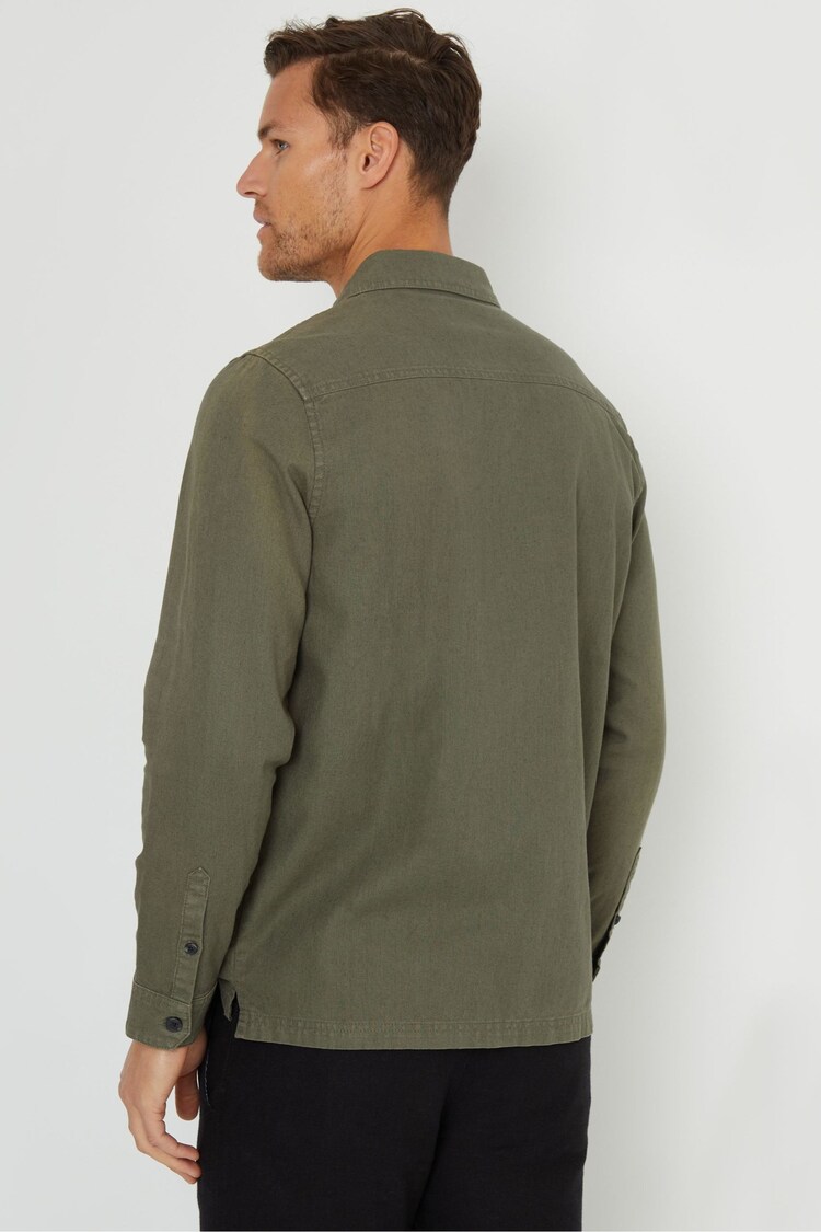 Buy Threadbare Khaki Cotton Linen Blend Lightweight Shacket from the ...