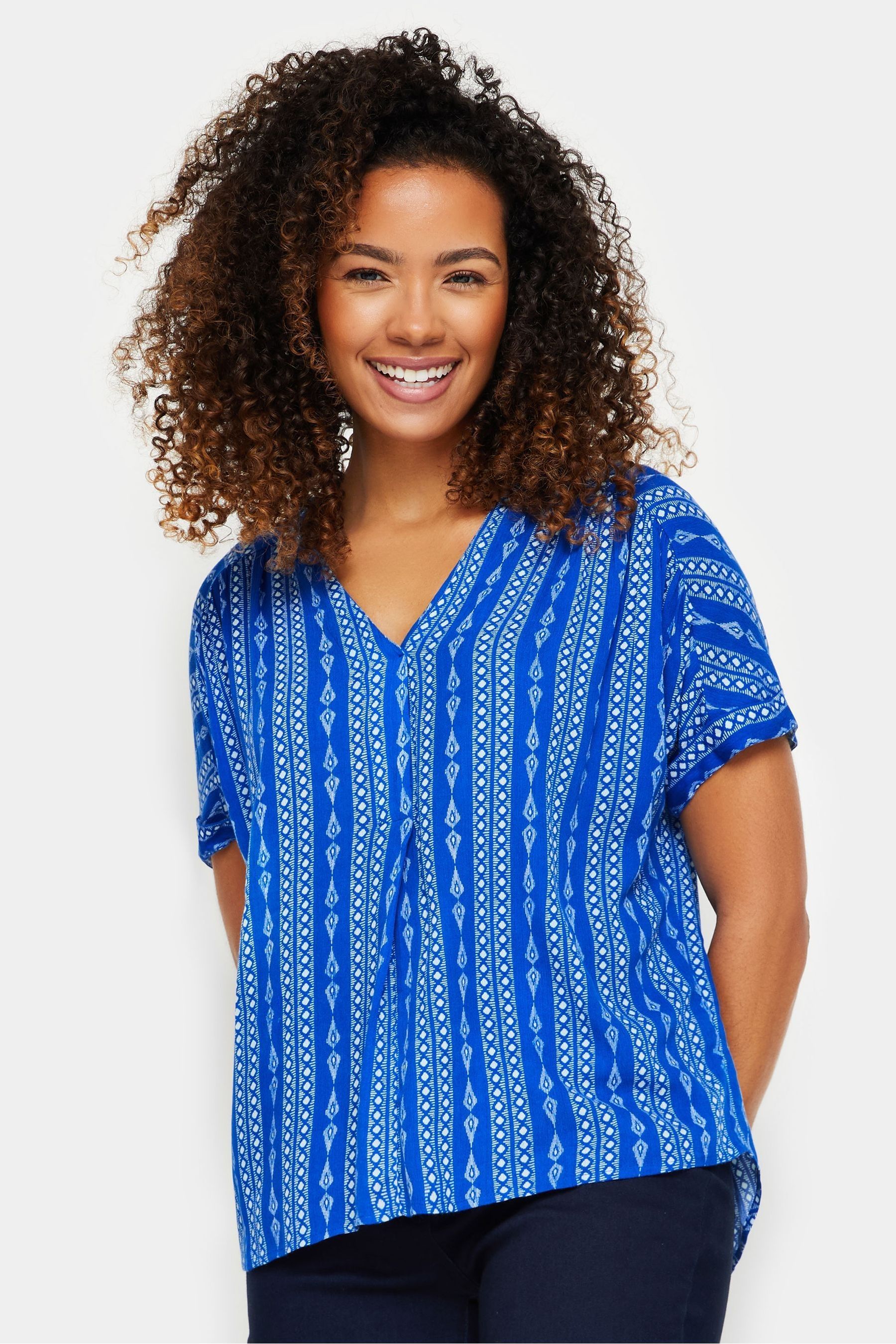 Buy M&Co Blue Aztec Style Print 100% Cotton Blouse from the Next UK ...