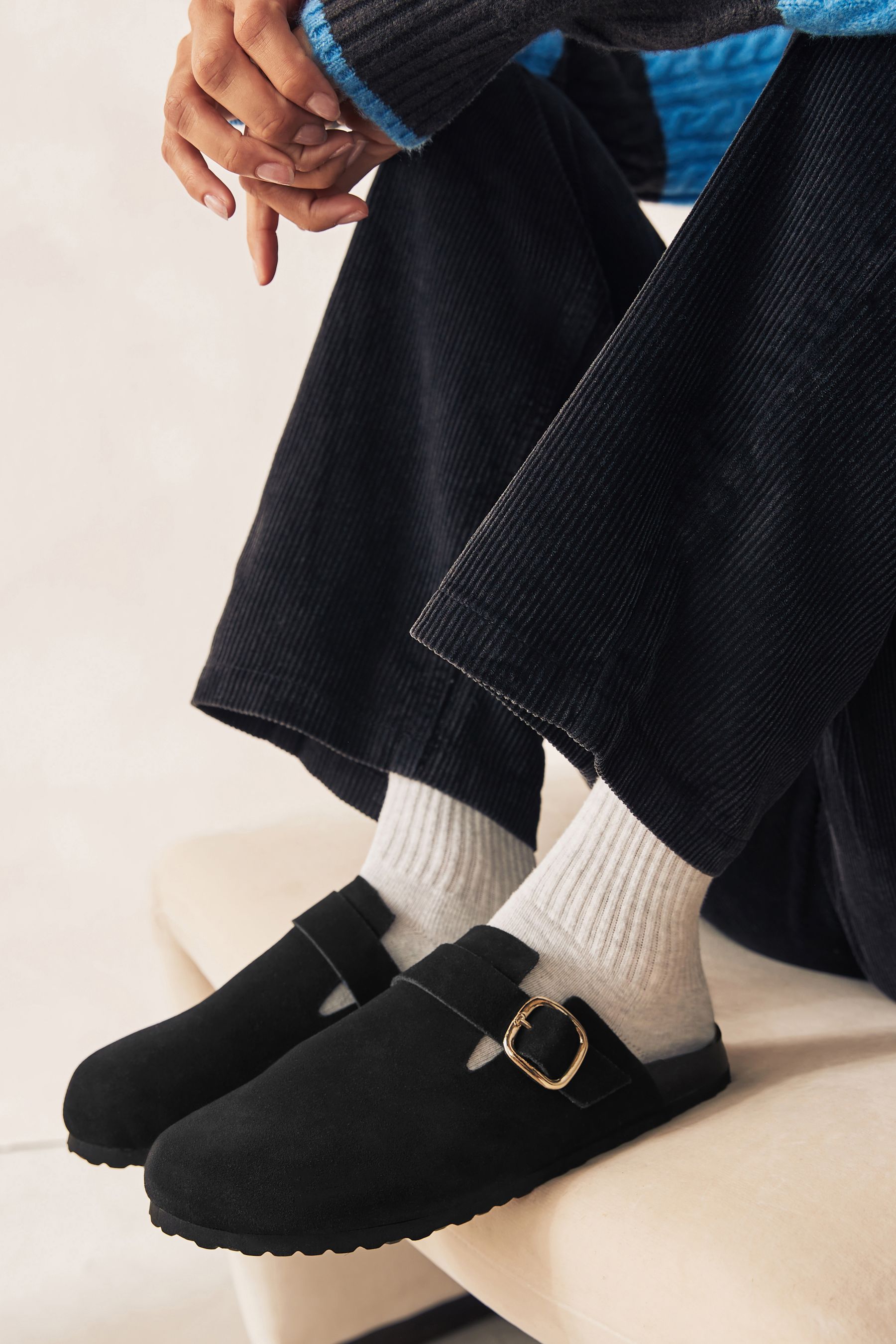 Buy Black Forever Comfort® Leather Footbed Clogs from the Next UK ...