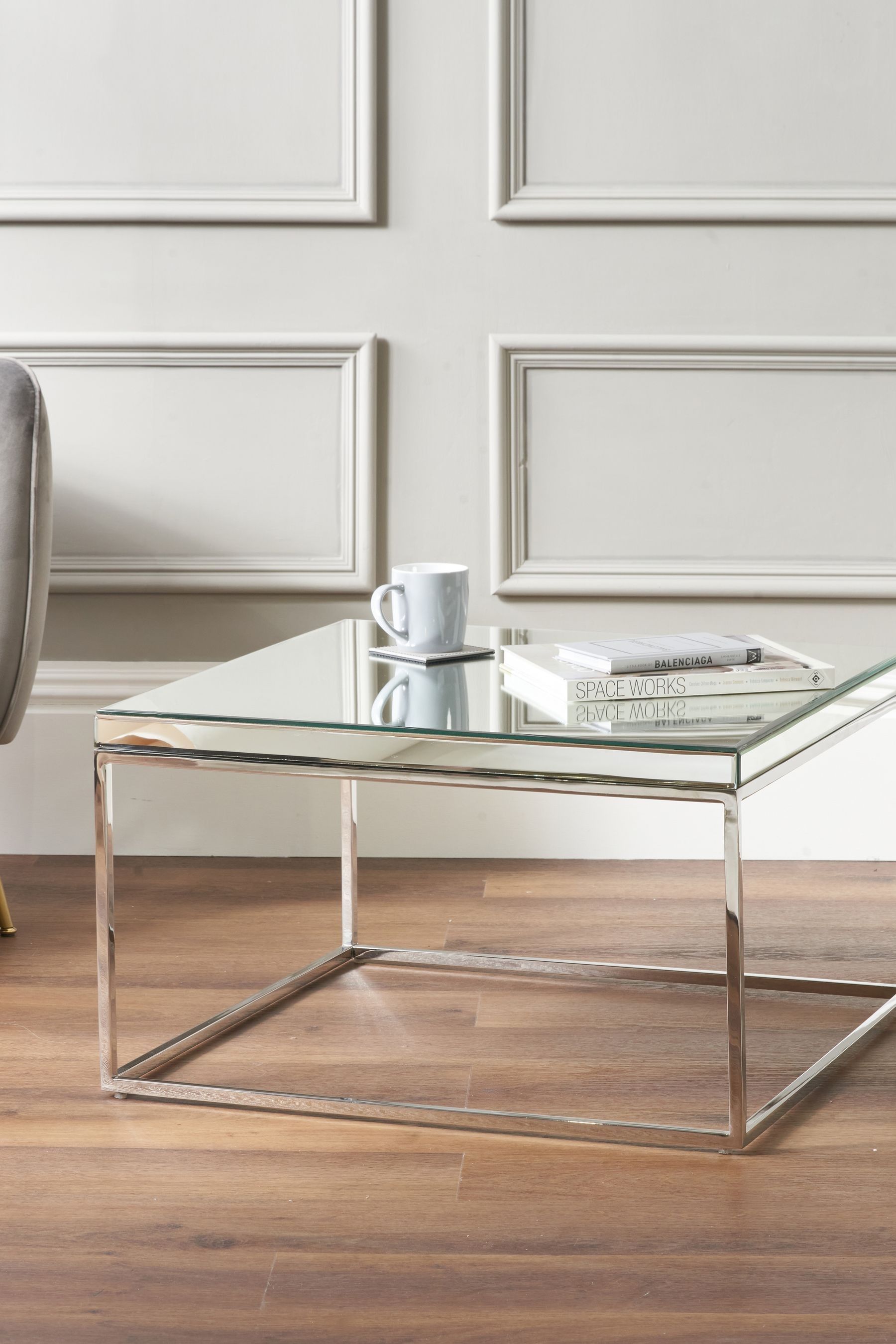 Buy Pacific Mirrored Glass and Silver Square Coffee Table from the Next ...