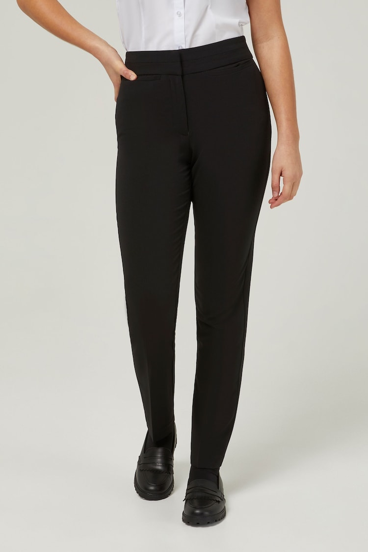 Buy Trutex Longer Length Straight Leg Twin Pocket Girls Black School ...