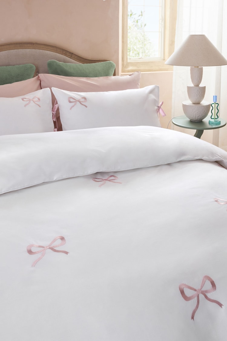 Buy Bow Embroidered Duvet Cover and Pillowcase Set from Next Israel
