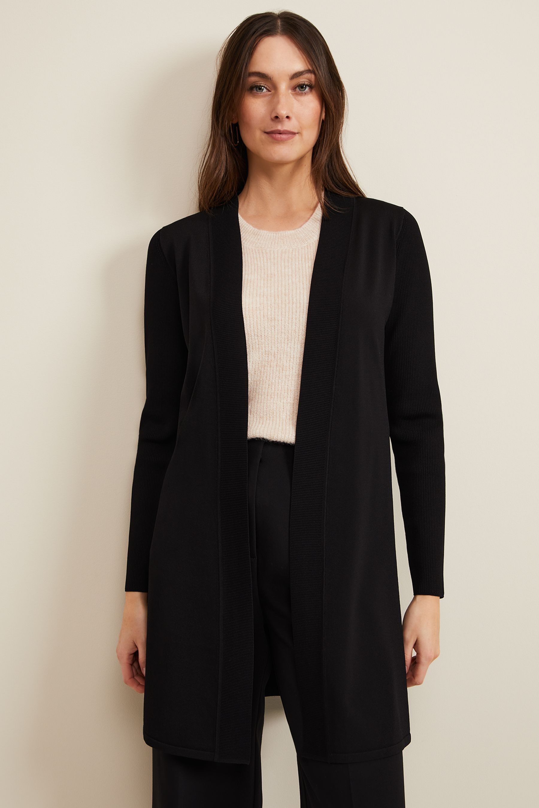 Buy Phase Eight Black Longline Lauren Edge to Edge Cardigan from the ...