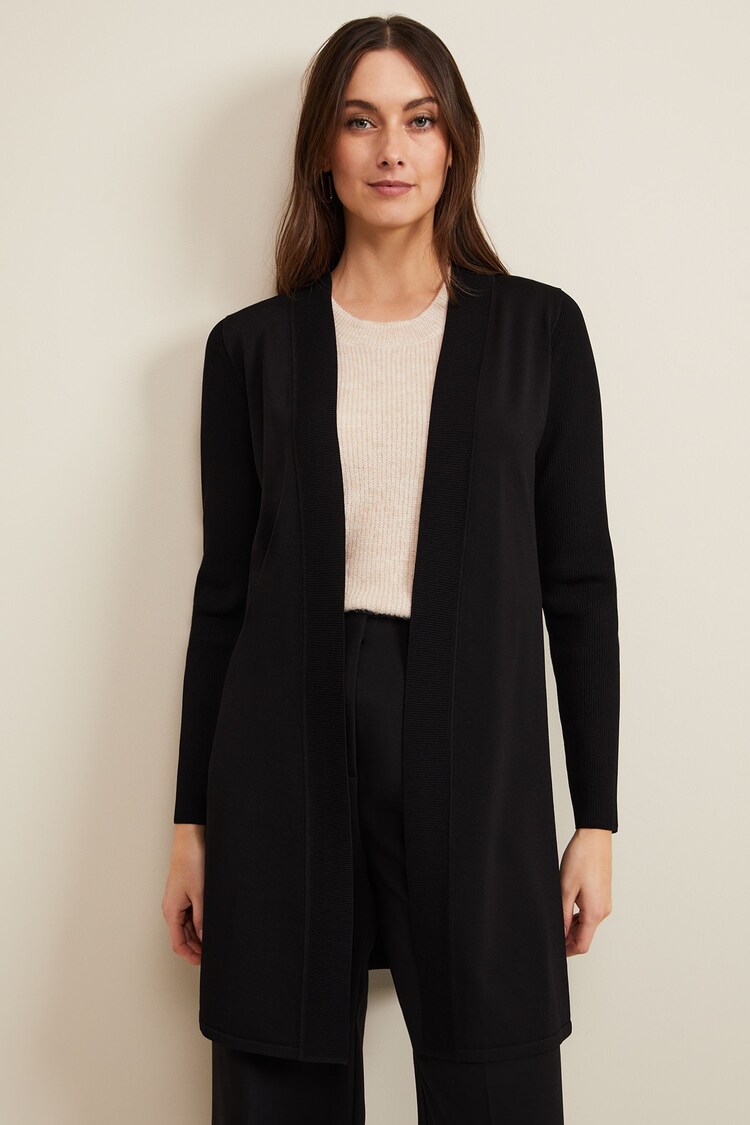 Buy Phase Eight Black Longline Lauren Edge to Edge Cardigan from the ...
