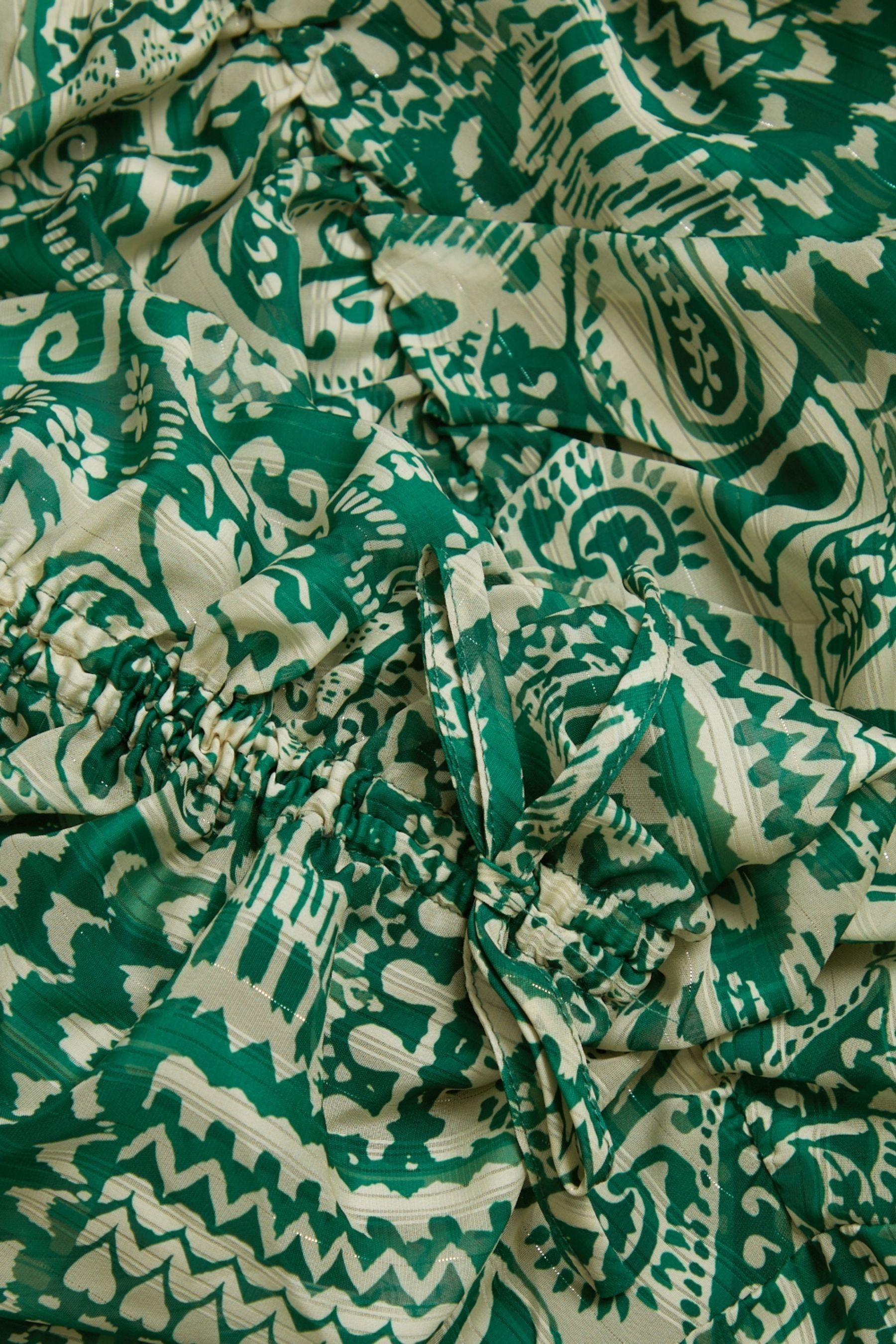 Buy Another Sunday Green Sparkle Aztec Style Puff Sleeve Midi Dress ...