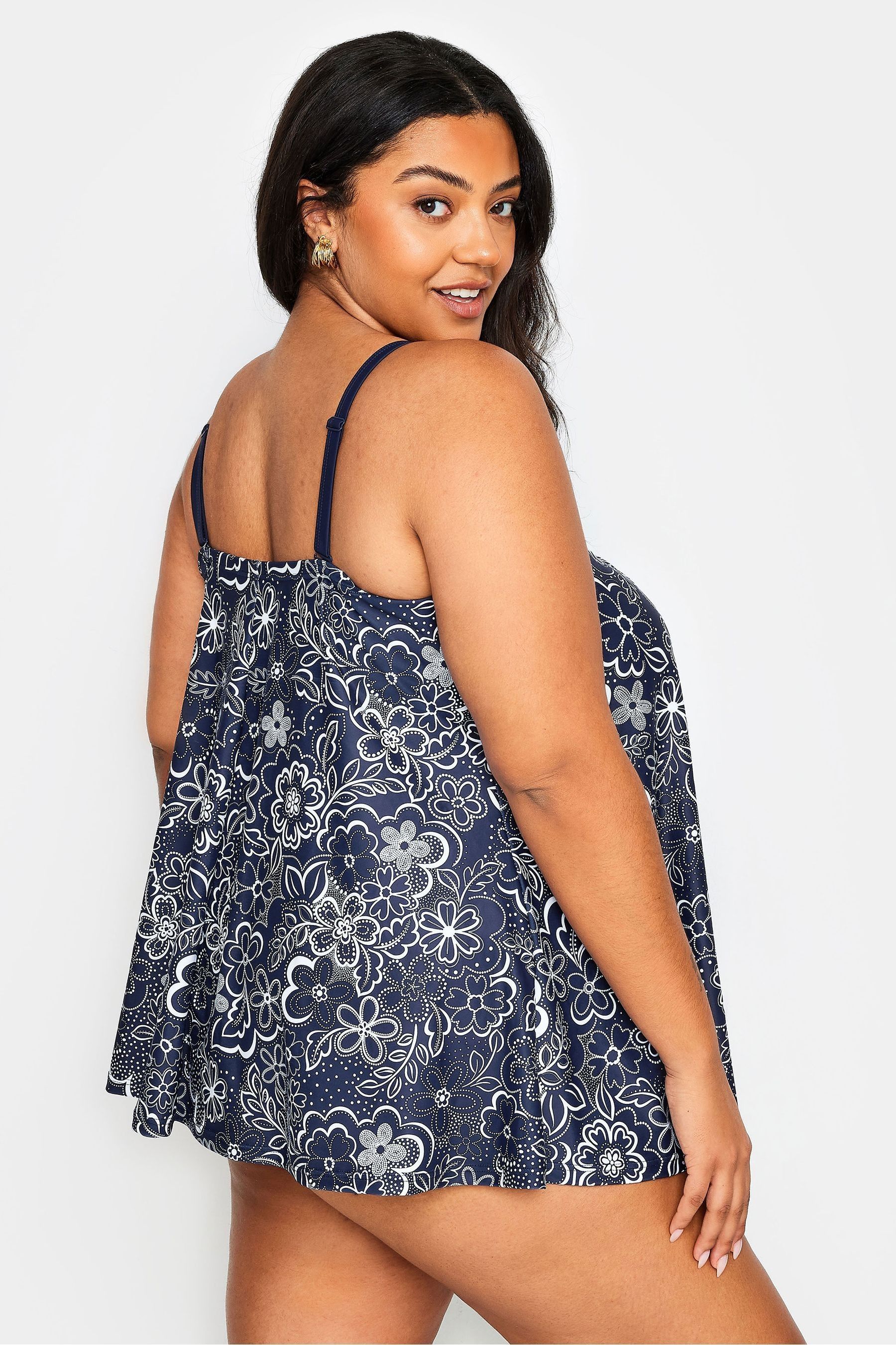 Buy Yours Curve Blue Floral Print A-Line Tankini Top from the Next UK ...