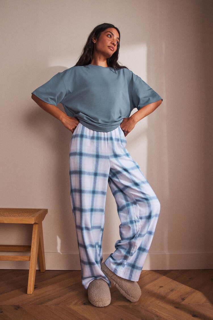 Buy Blue Short Sleeve Flannel 100% Cotton Pyjamas from the Next UK ...