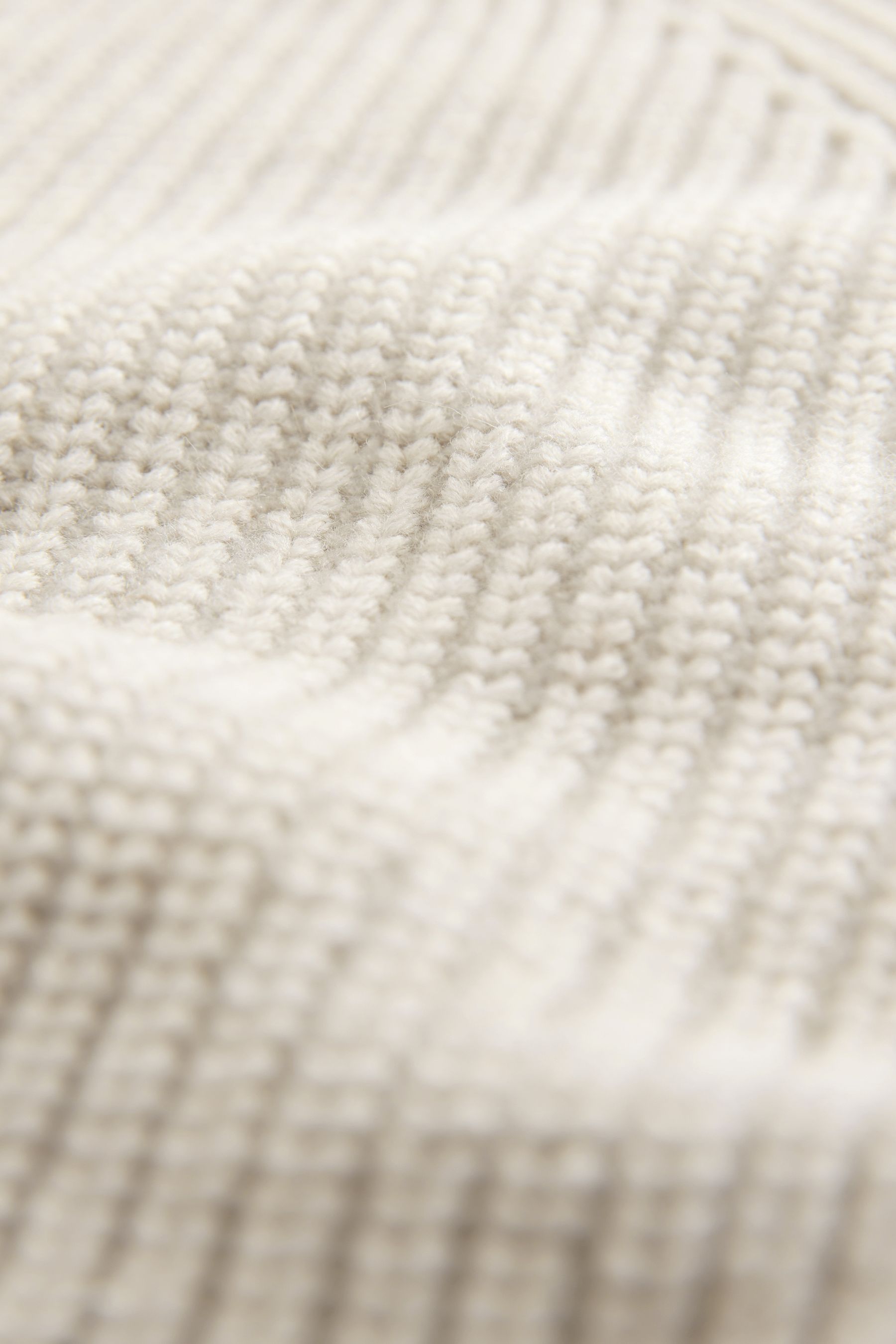 Buy Ecru White Crew Neck Regular Fit Rib Texture Jumper with Wool from ...