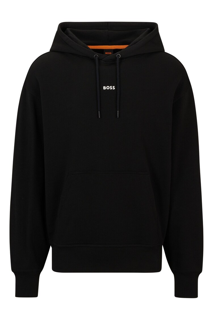 Buy BOSS Black 100% Cotton Terry Hoodie With Contrast Logo from the ...