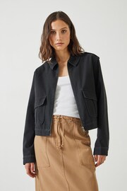 Buy Hush Black Laurie Zip-Up 100% Cotton Utility Jacket from the Next ...