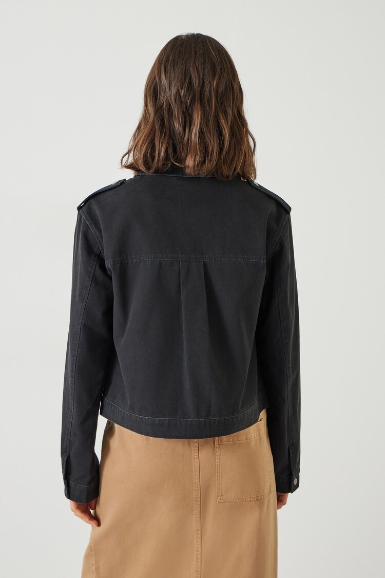 Buy Hush Black Laurie Zip-Up 100% Cotton Utility Jacket from the Next ...