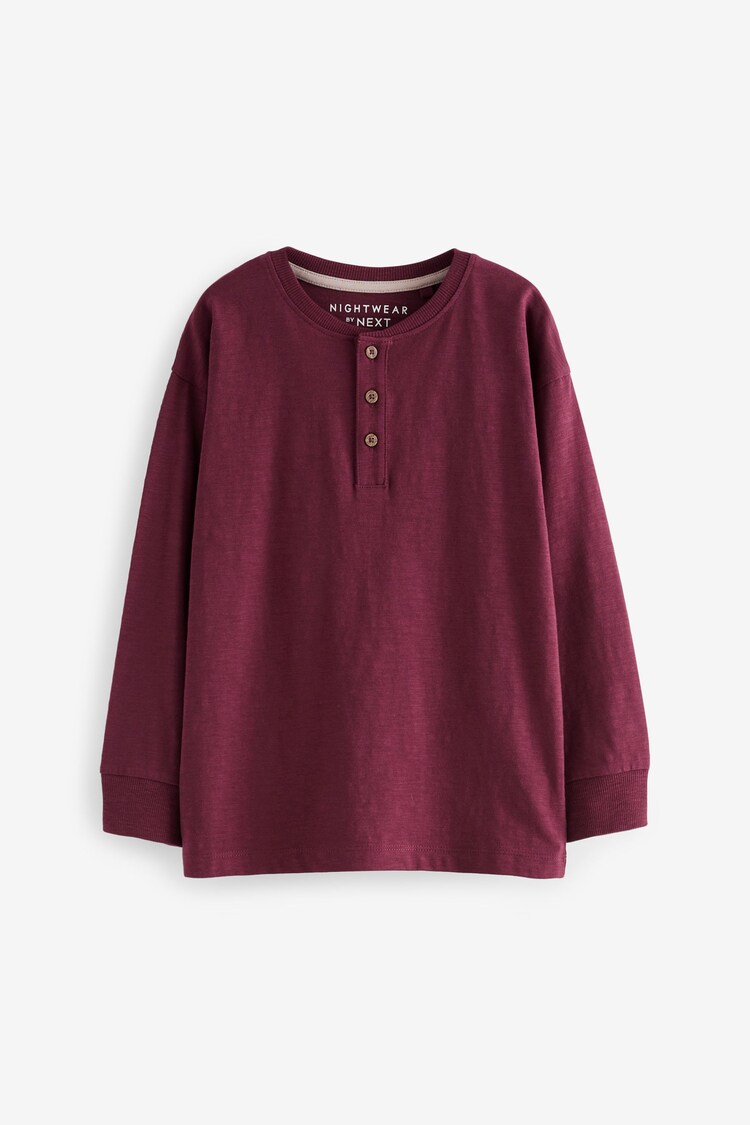 Buy Navy Blue/Burgundy Red Long Sleeve Woven Check 100% Cotton Pyjamas ...