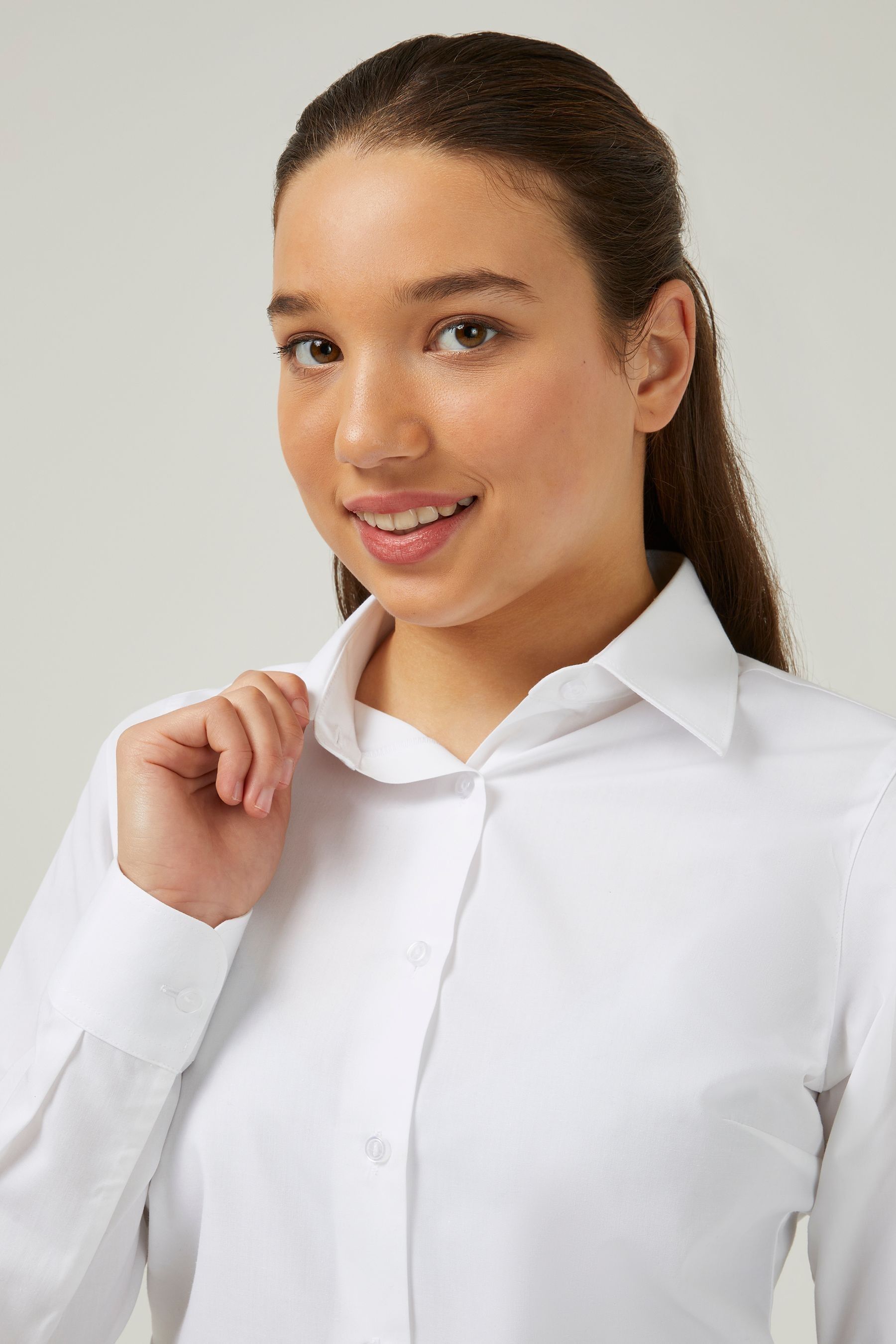 Buy Trutex White Slim Fit Long Sleeve 3 Pack School Shirts from the ...