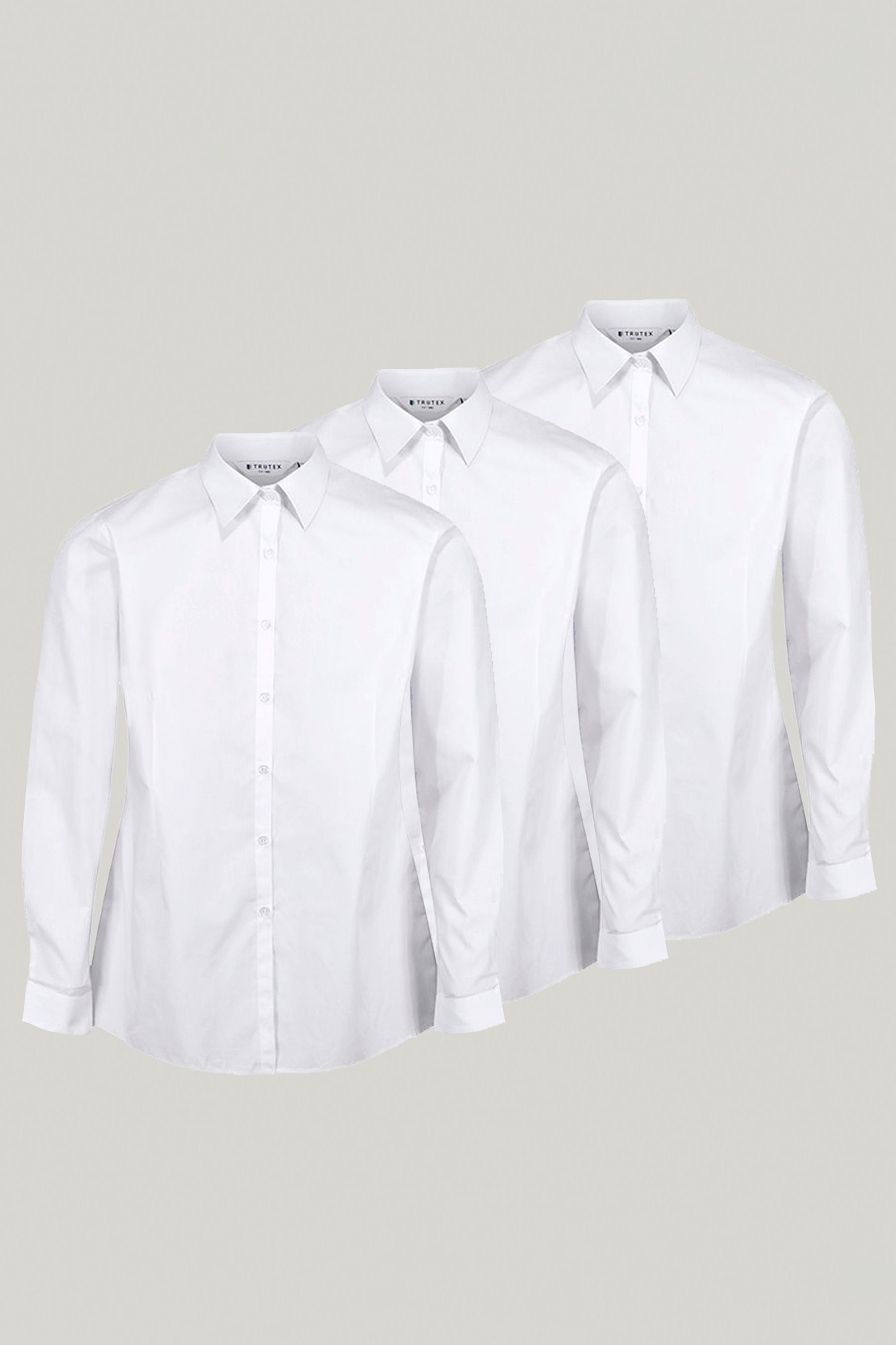 Buy Trutex White Slim Fit Long Sleeve 3 Pack School Shirts from the ...